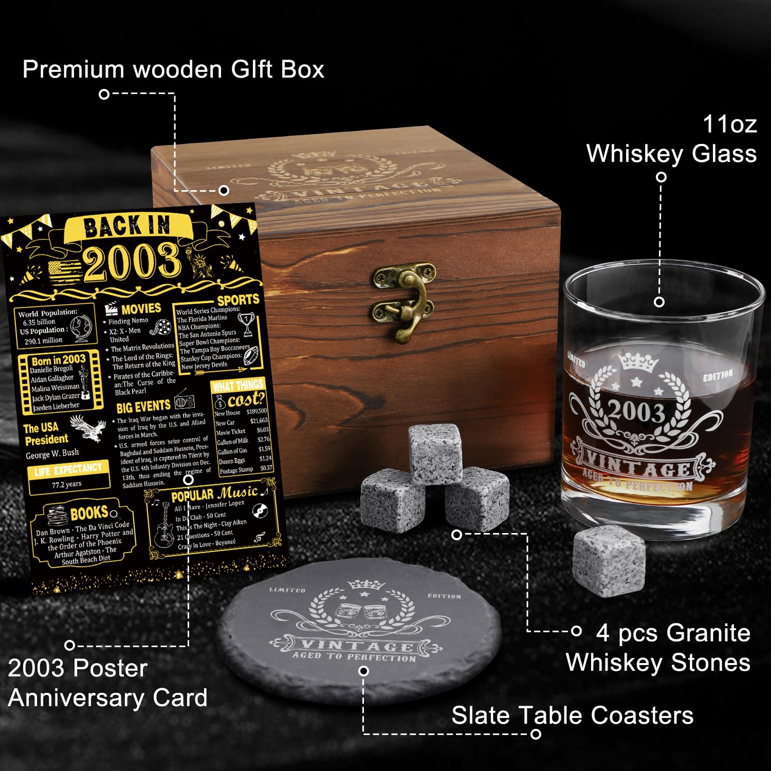 Snapklik.com : 21st Birthday Gifts For Him,Vintage 2003 Whiskey Glass ...