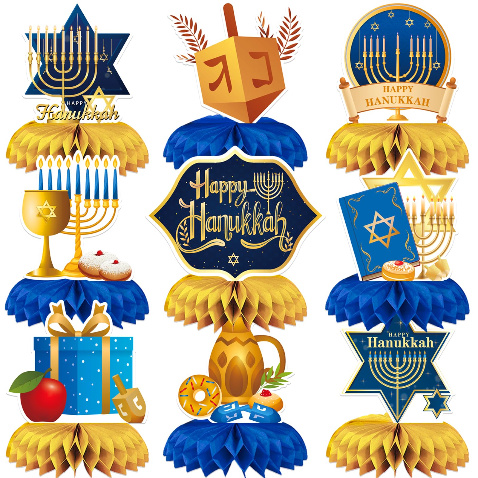 Amazon.com: Qpout 9 Pieces Hanukkah Party Decorations Hanukkah Table ...
