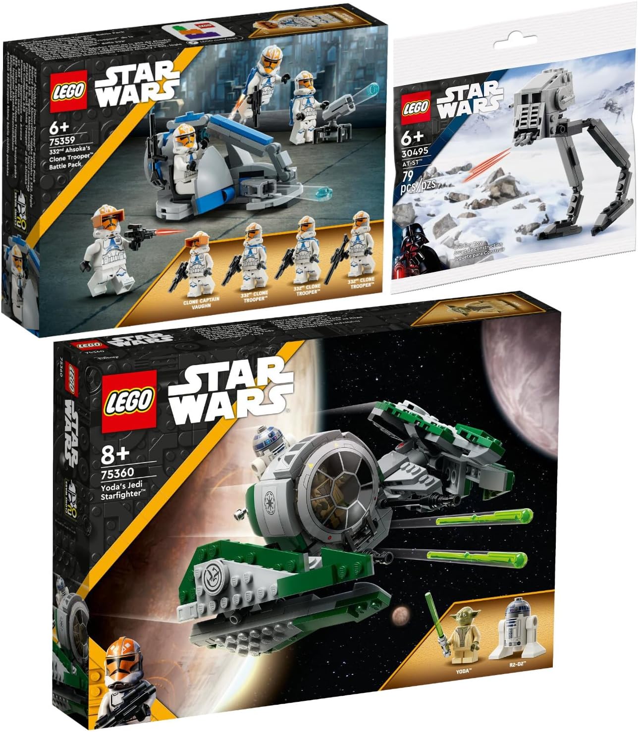 Lego 3er Set: 75360 Yodas Jedi Starfighter, 75359 Ahsokas Clone Trooper ...