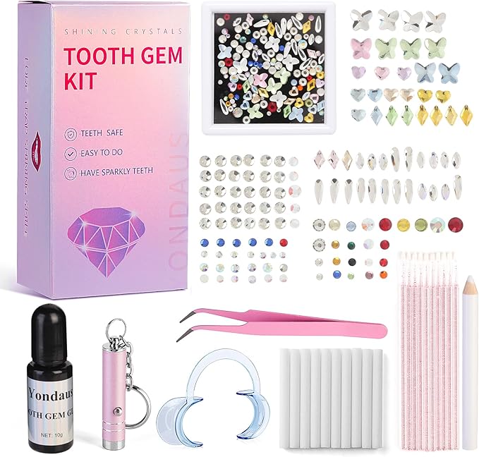 Amazon.com: Tooth Gem Kit, DIY Crystals Jewelry Kit, 130 PCS 7 Shapes ...
