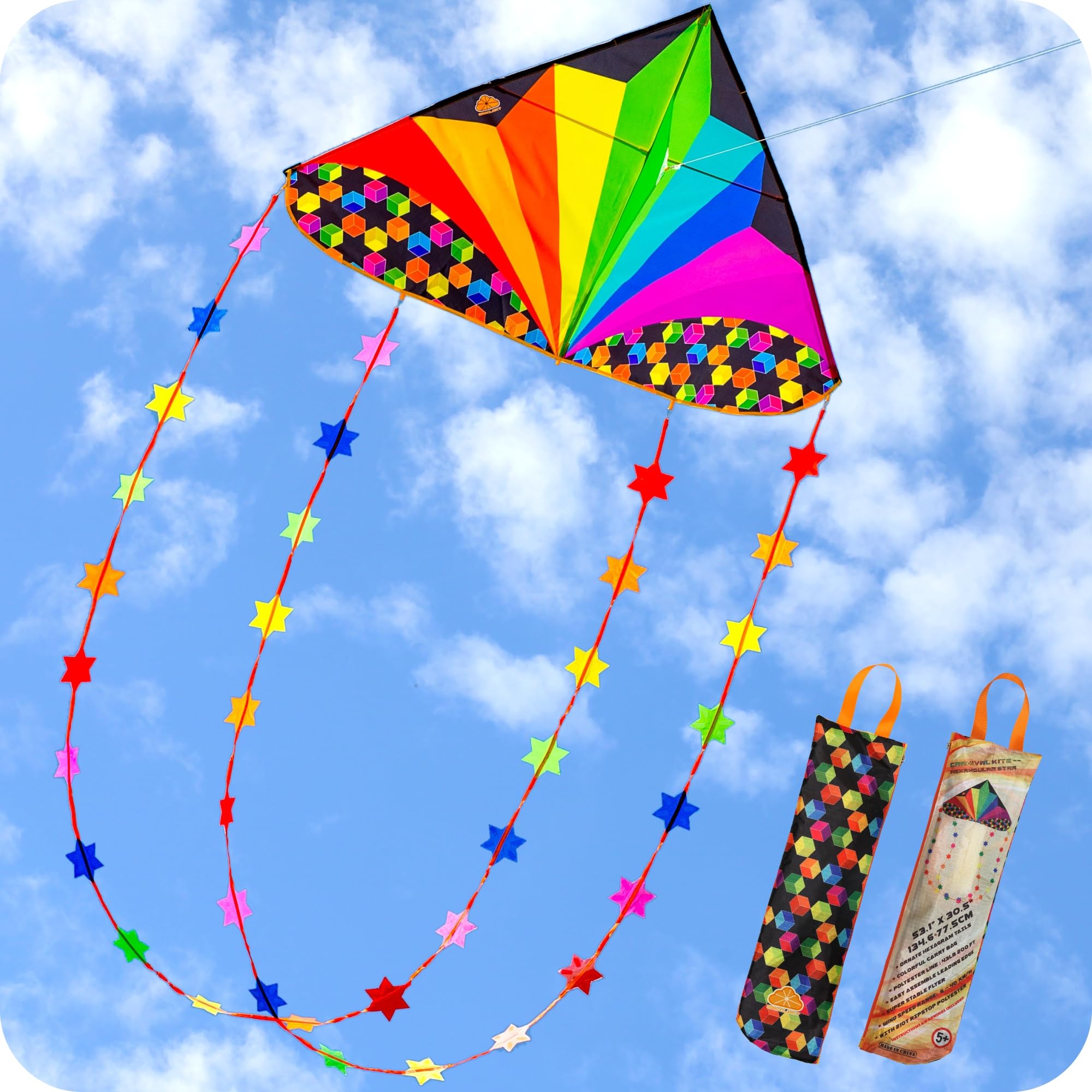 Amazon.com: ORGCLDKT-Rainbow Cruiser Delta Kite,Kites for Kids Ages 4-8 ...