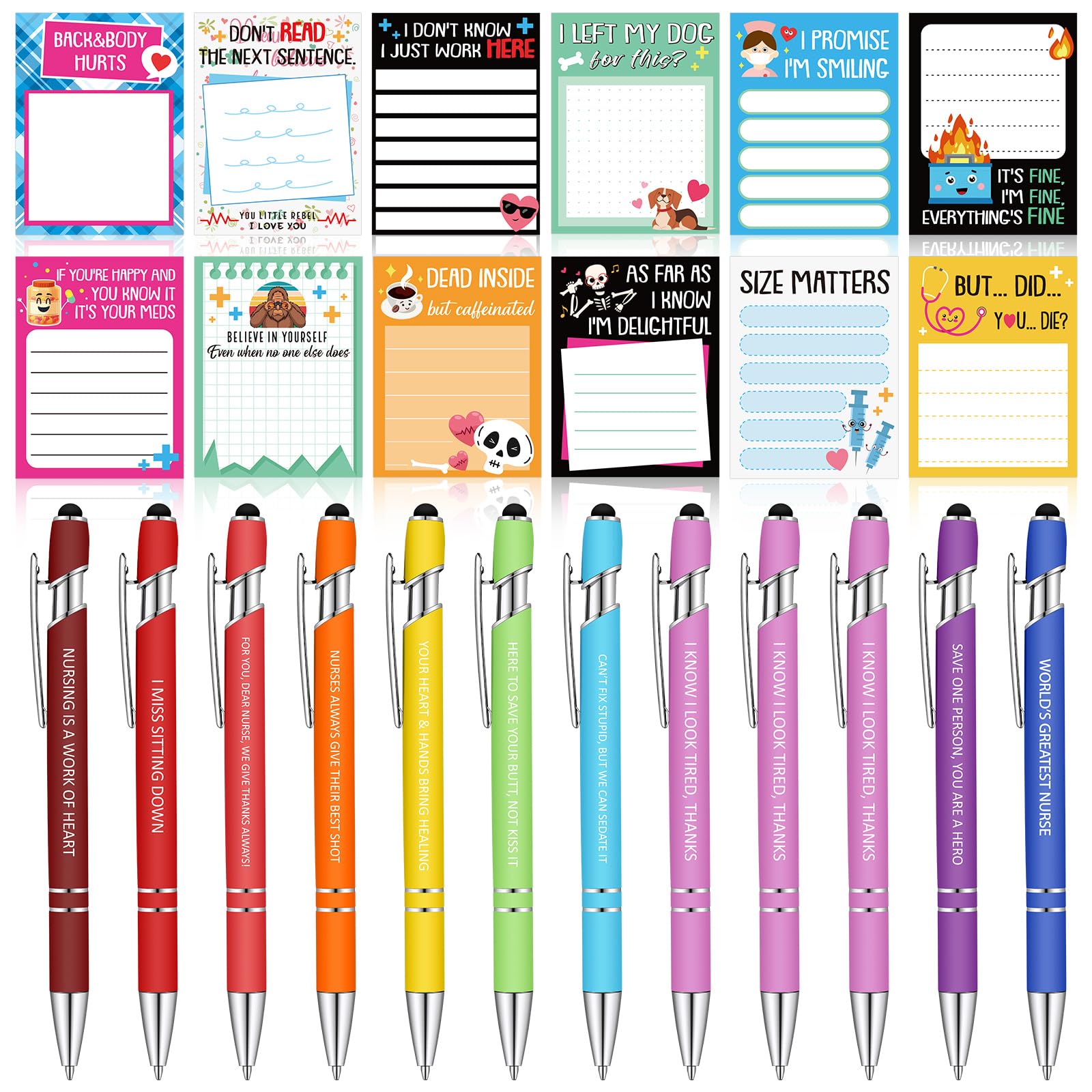 Amazon.com : Geyee 24 Pcs Sarcastic Notepads with Sayings Pens Funny ...