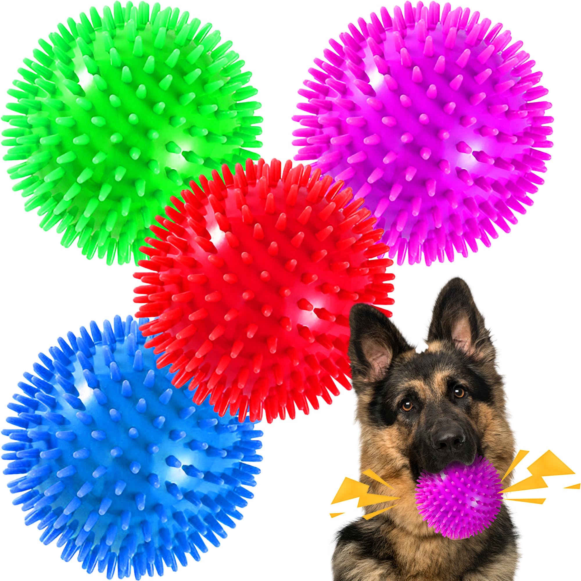 Amazon.com : Valuepeak 4 Pack 4.5” Squeaky Dog Balls for Large and ...