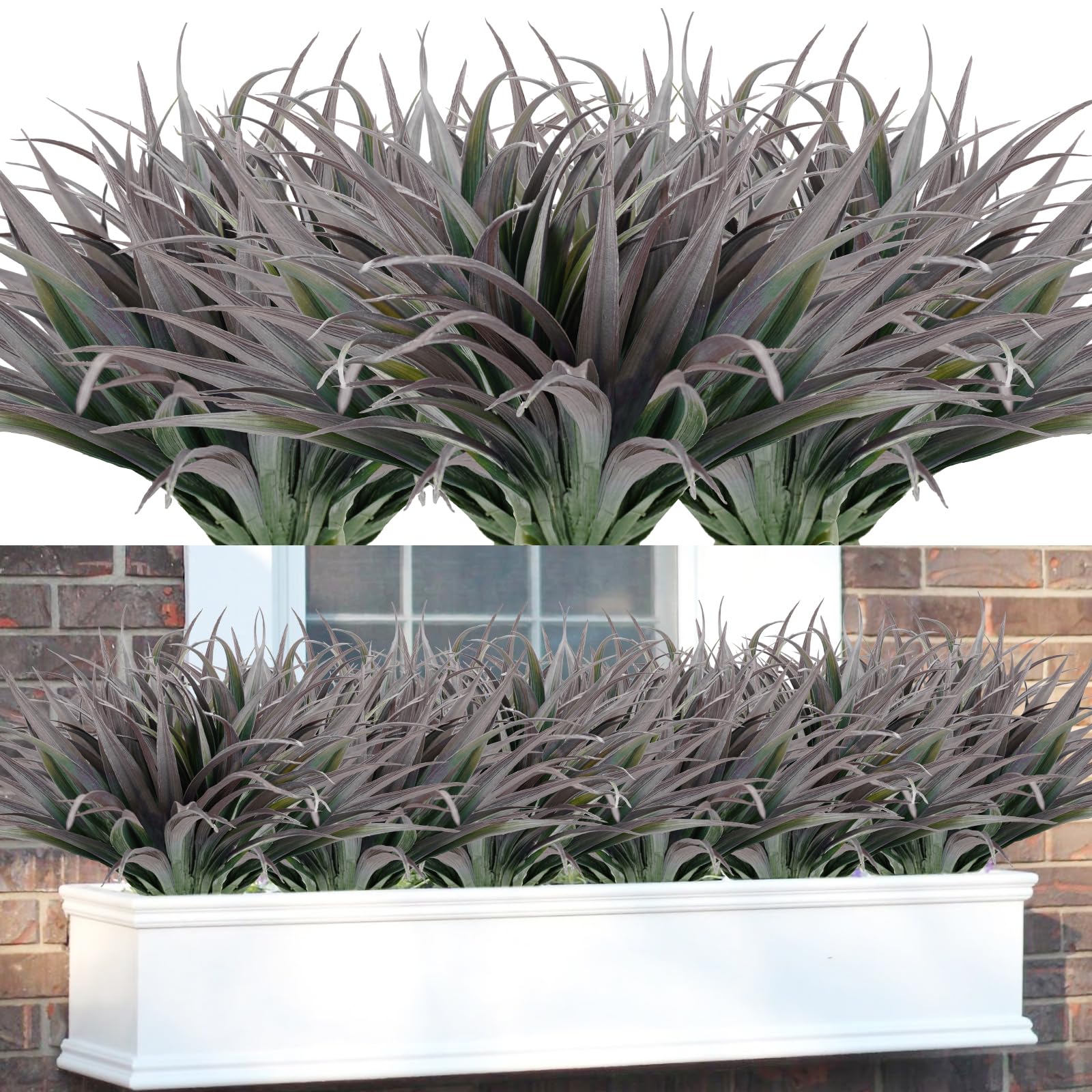 Amazon.com: Phliofd 16Pcs Artificial Grass Fake Plants 17.3in Outdoor ...