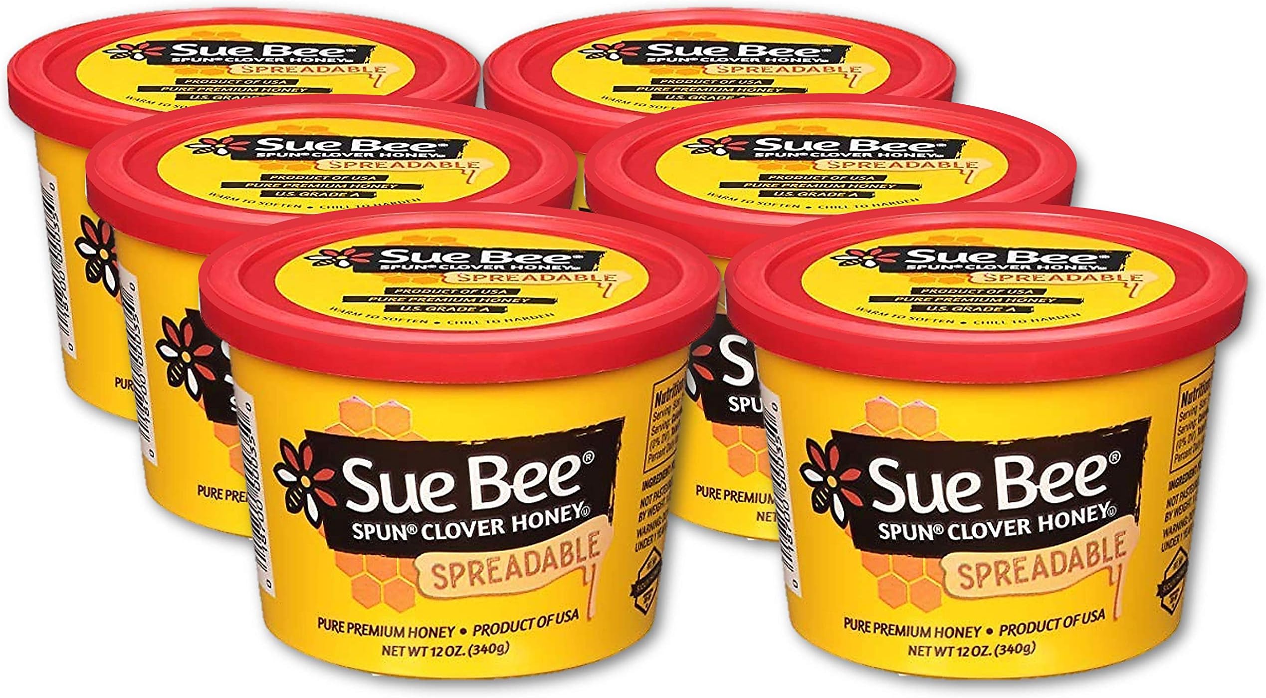 Amazon.com : Sue Bee Spun USA Clover Honey, 12 Ounce (Pack of 6) Sue ...