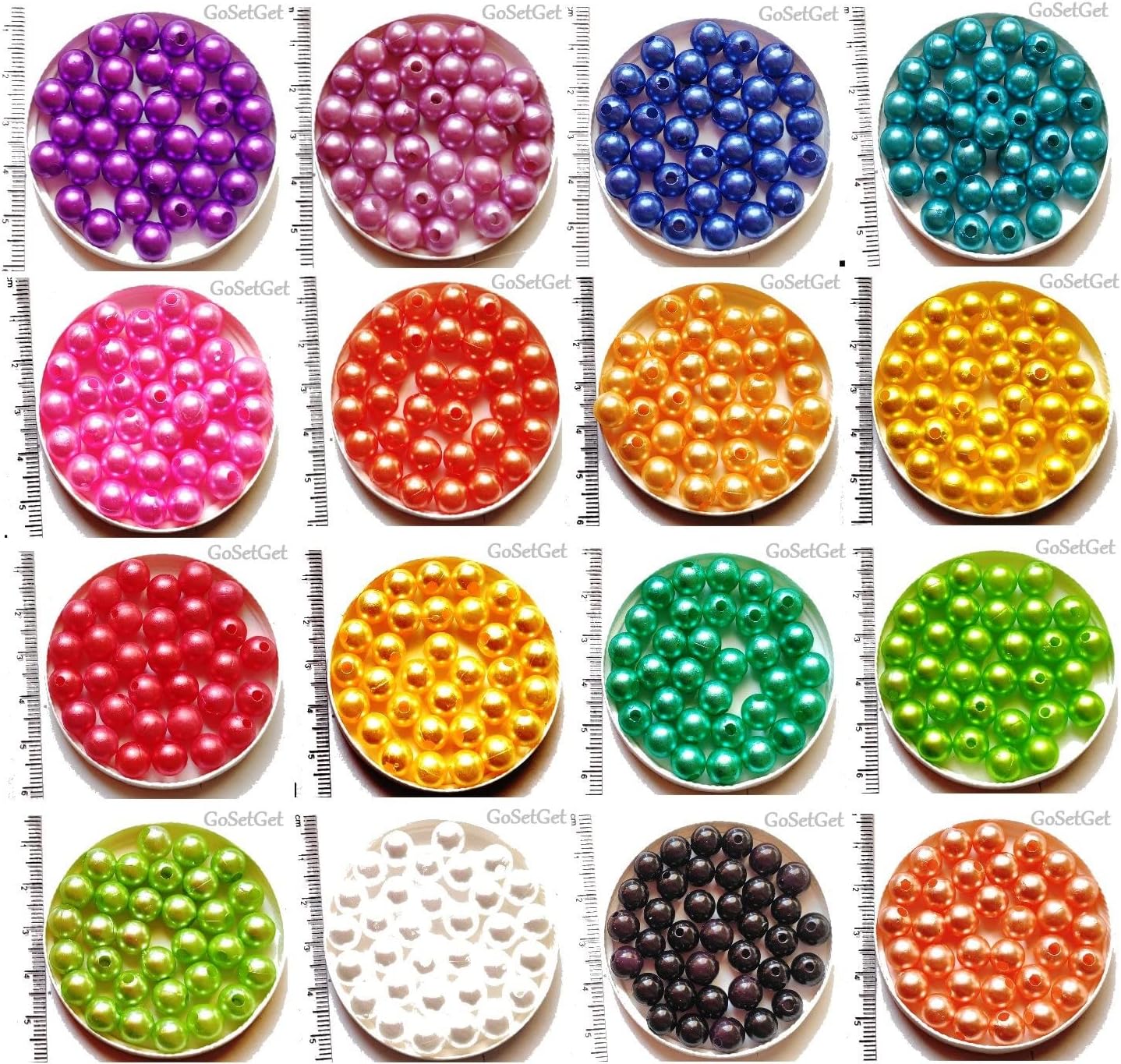 INDIKONB 1250 Pcs Multi Colour Pearl Beads - 6 mm 10 Colors Multicolor ...