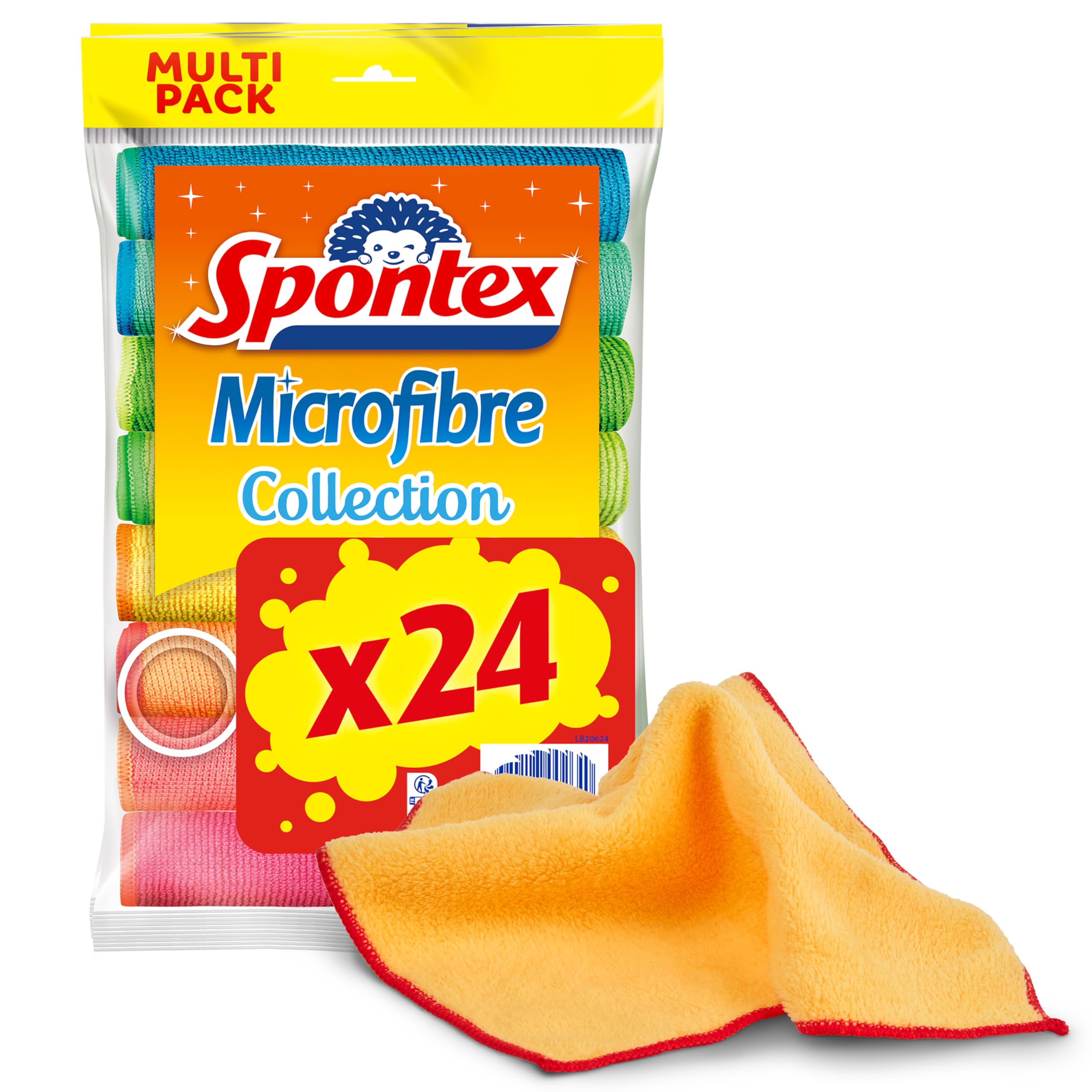 SPONTEX - Lot de 24 Chiffons Microfibre Collection - Lavettes Multi ...