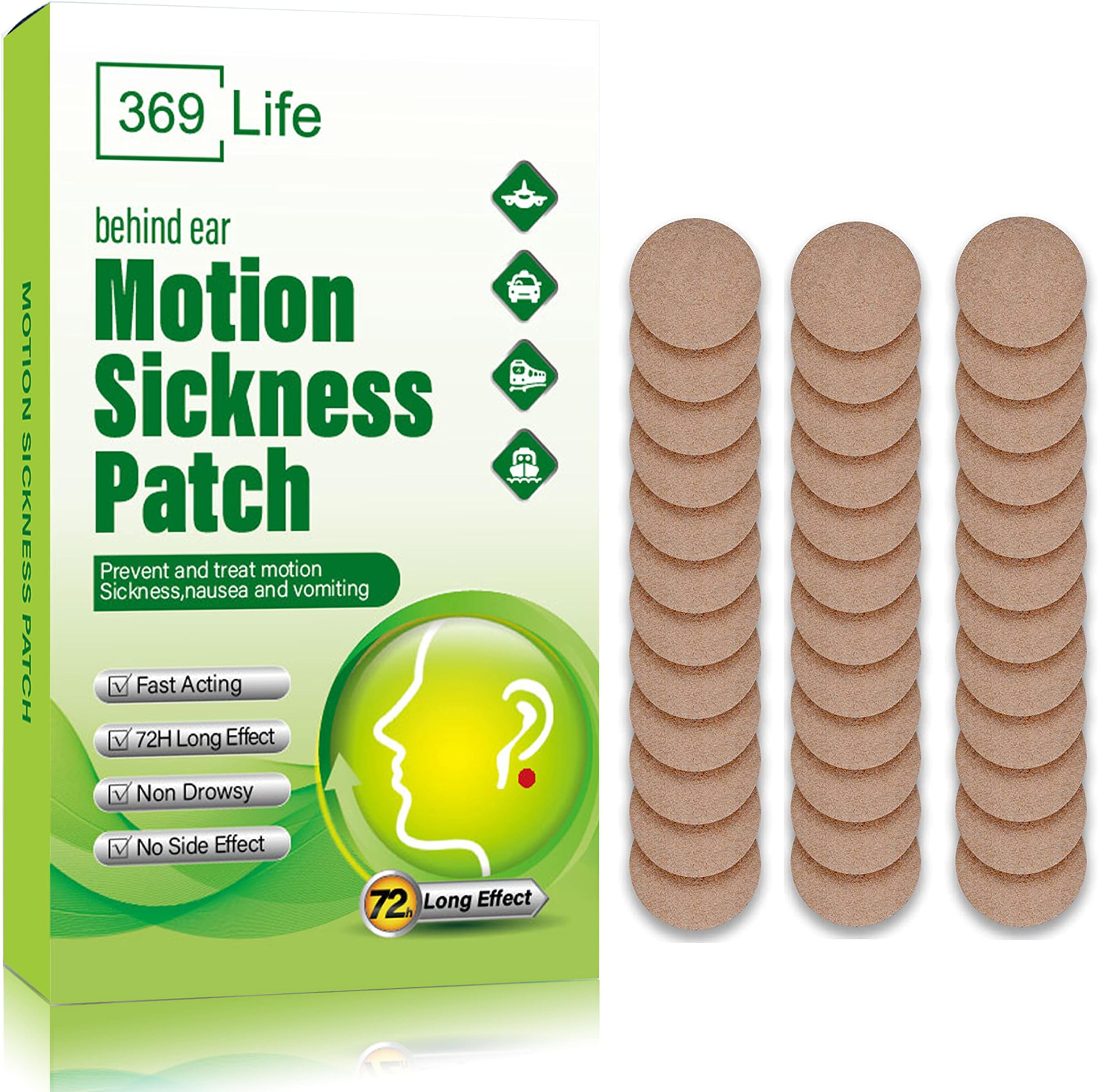 Amazon.com: 369 Life Motion Sickness Patches for Car and Boat Rides, Ships, Cruise and Airplane ...