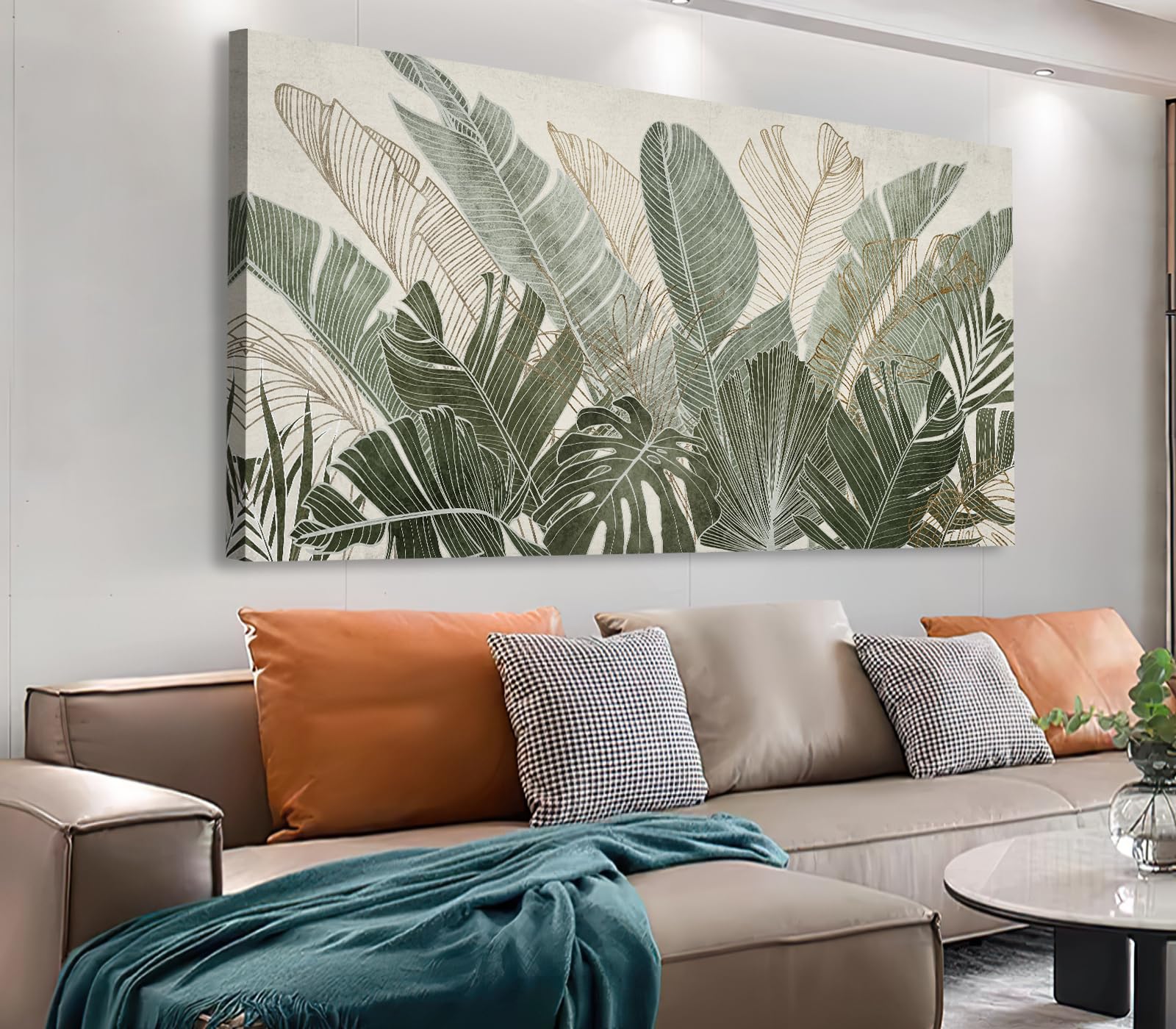 Amazon.com: tigeridge Tropical Plants Wall Art - Green Leaf Canvas Art ...