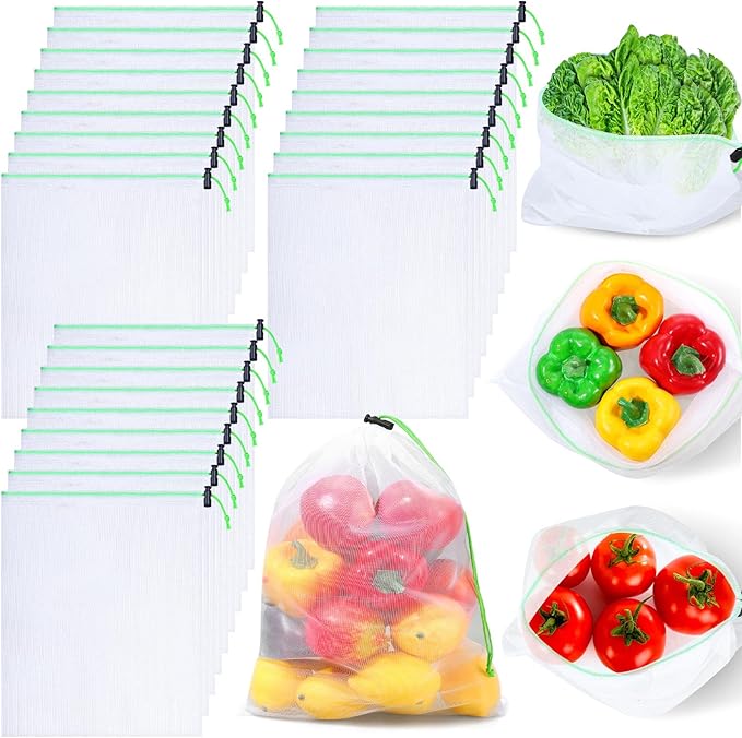 Amazon.com: Kacctyen 100 Pack Small Reusable Produce Bags Mesh Zipper ...