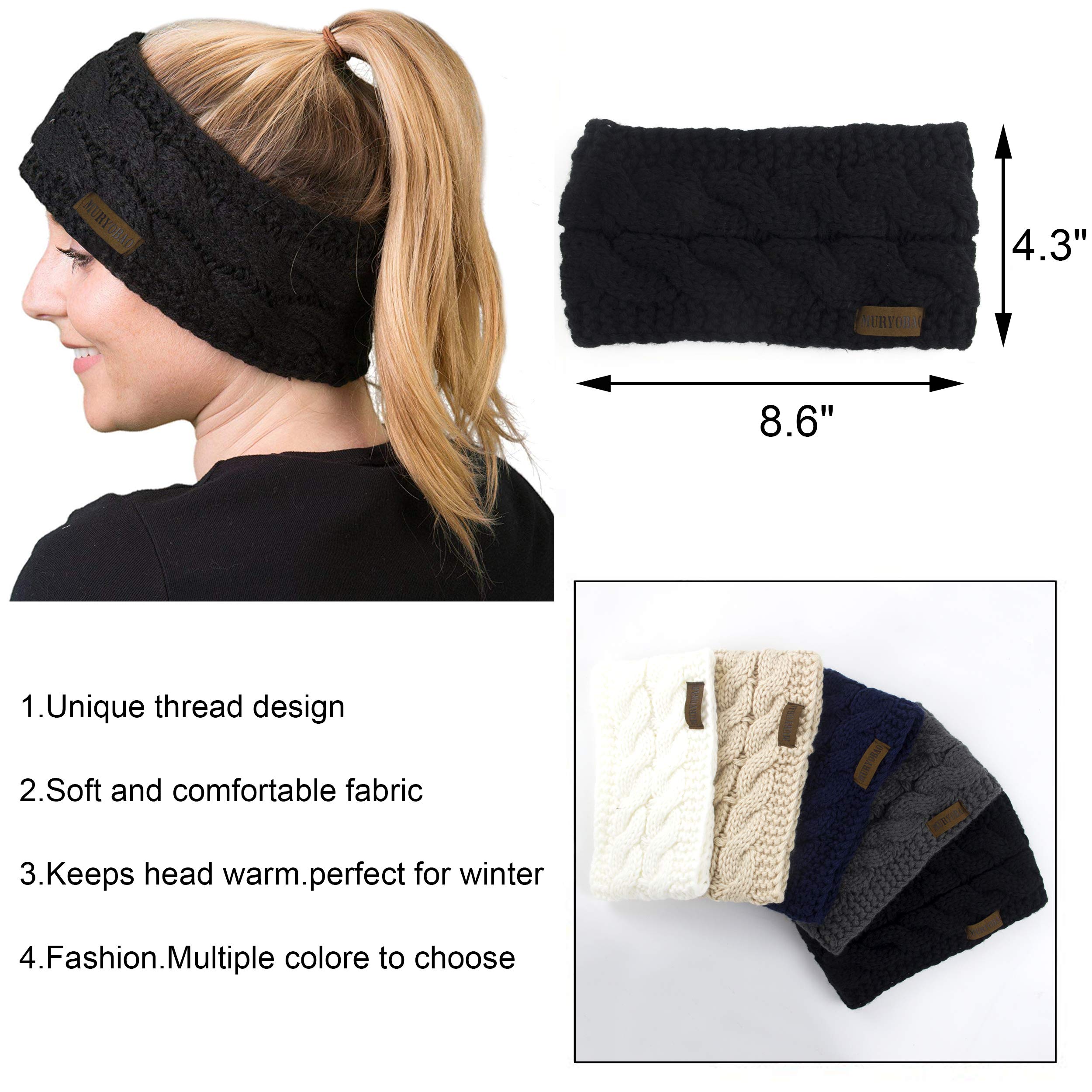 Women's Fleece Headband Women's Black Soft Fleece Stretch Ski Headband ...