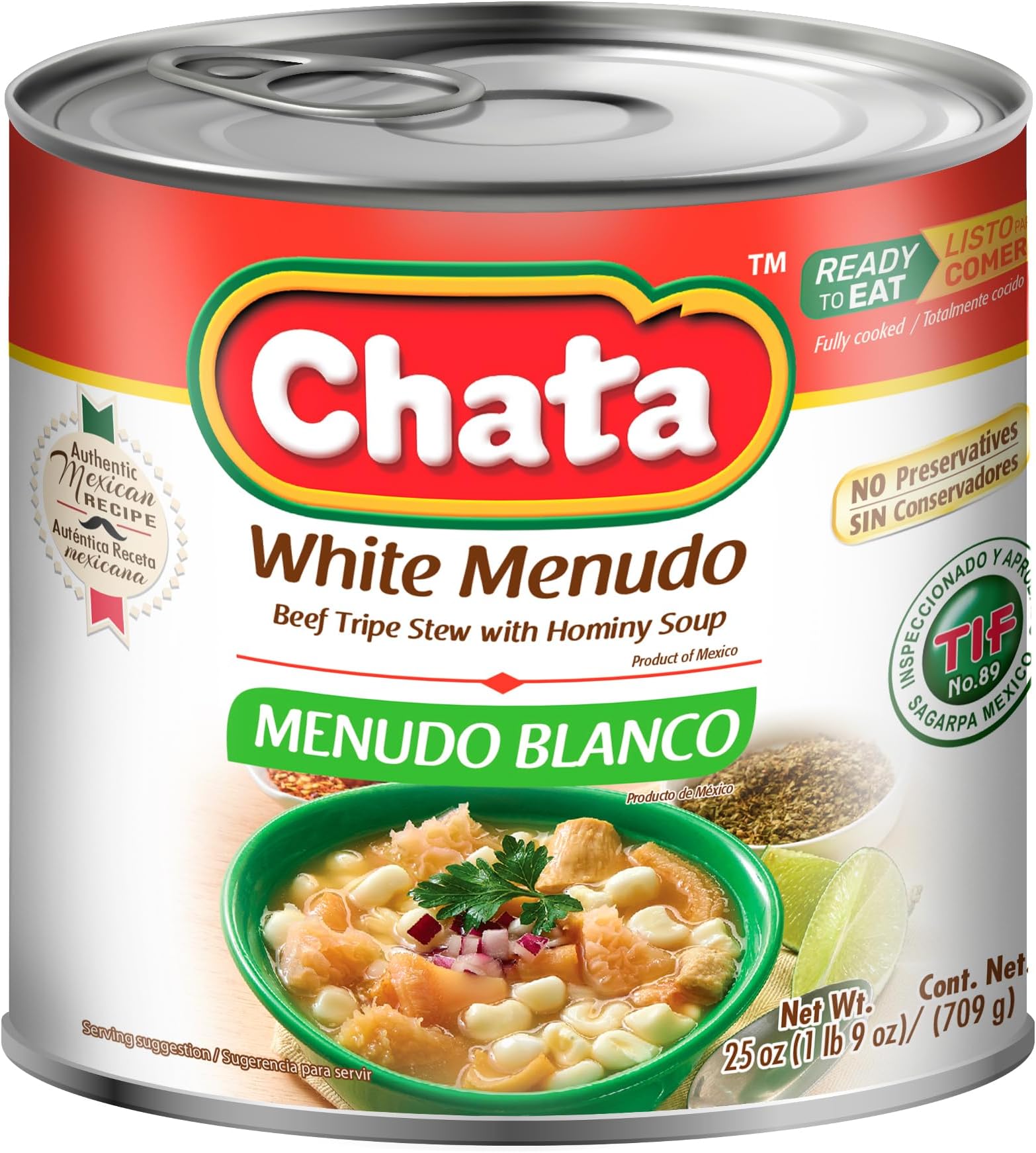 Amazon.com: Chata Red Menudo with Hominy Can | Ground Corn + Beef Tripe ...