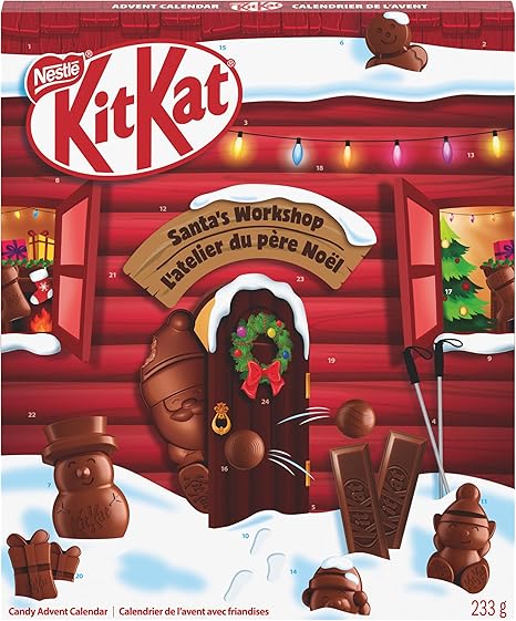 Amazon.com: KIT KAT KITKAT Santa's Workshop Advent Calendar, Filled with KITKAT Santas, KITKAT ...