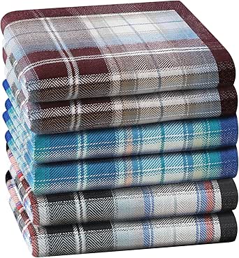 HOULIFE Handkerchiefs for Men, Soft Cotton Mens Handkerchief with Elegant Pattern Hankies for ...