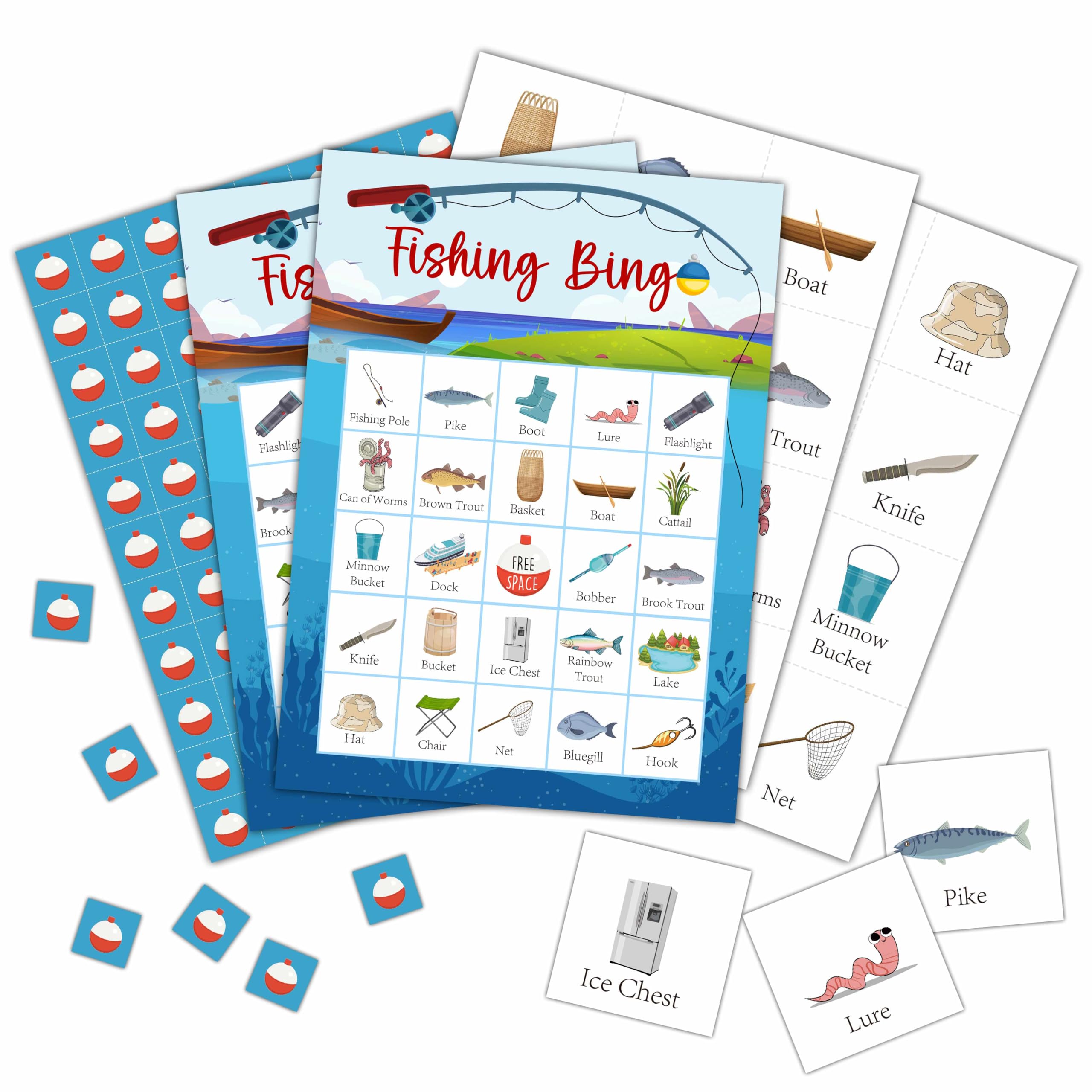 Amazon.com: Foosproea Fishing Bingo Cards, Camp Let's Go Fishing Bingo ...