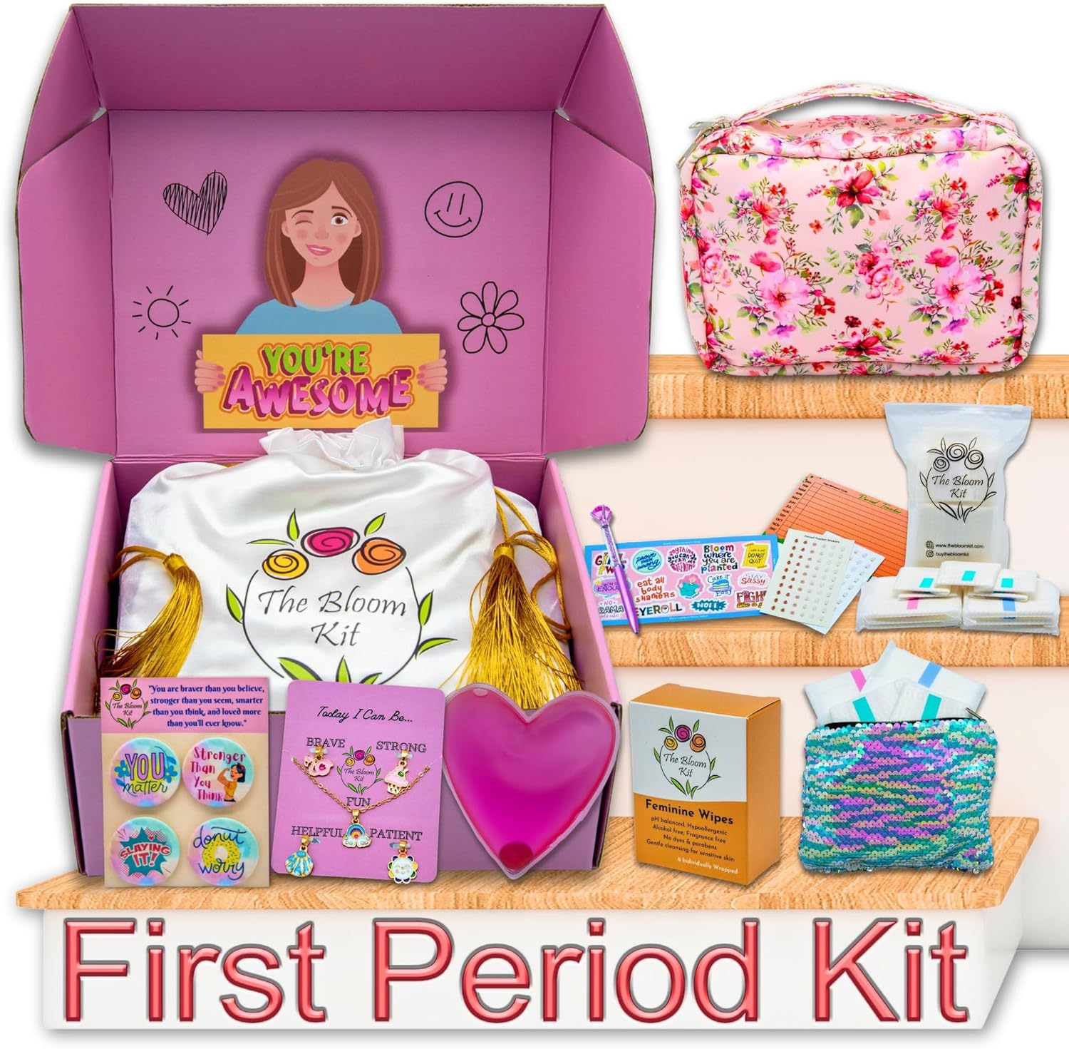 The Bloom Kit First Period Kit for Girls 10-12 for School - First ...