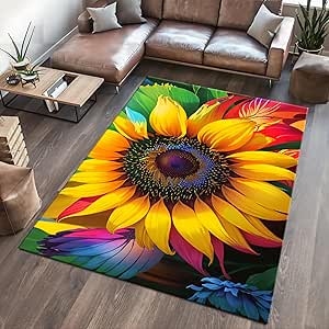 Amazon.com: SMXVRC Hippie Sunflower Area Rug,3x5ft,Bright Multi-Colored ...