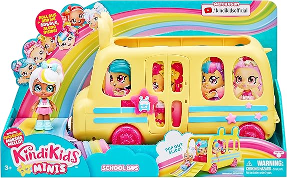Amazon.com: Kindi Kids Minis Collectible School Bus and Posable Bobble ...