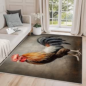 Amazon.com: Yoozitrees Rooster Rug 8x10 - Rooster Rug, 3x4 Rug, Rustic ...