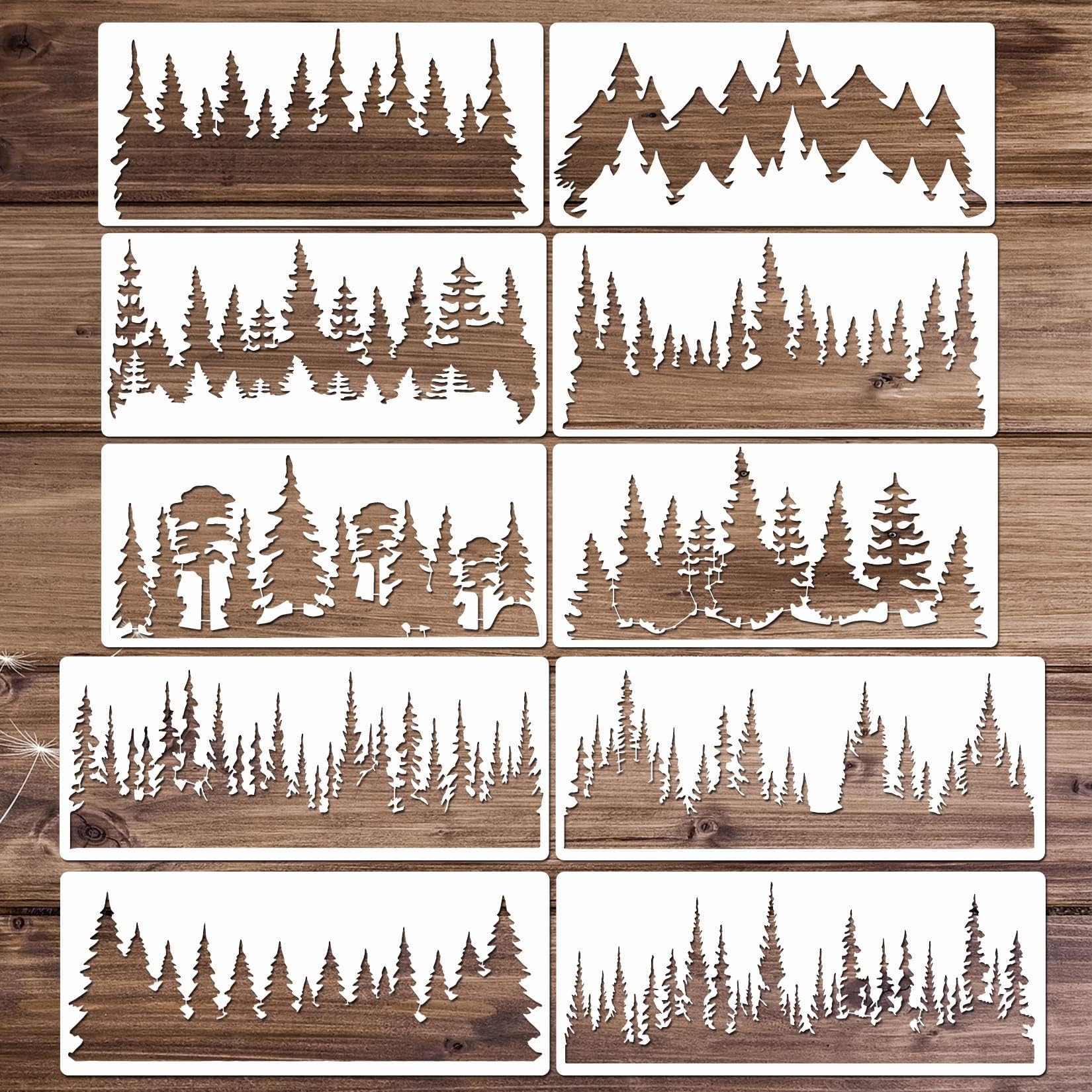 Amazon.com : Pine Trees Stencil - Large Tree Stencil, Nature Stencils ...