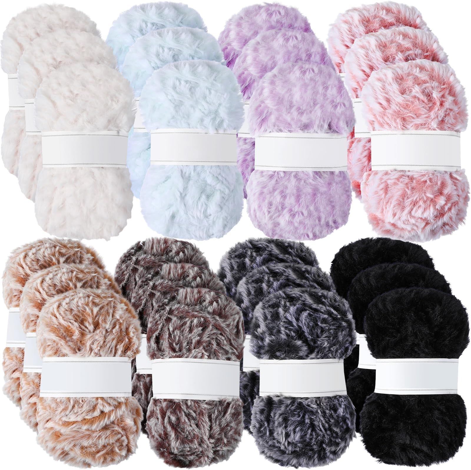 Amazon.com: Timgle 24 Skeins Faux Fur Yarn Soft Chunky Fluffy Yarn ...