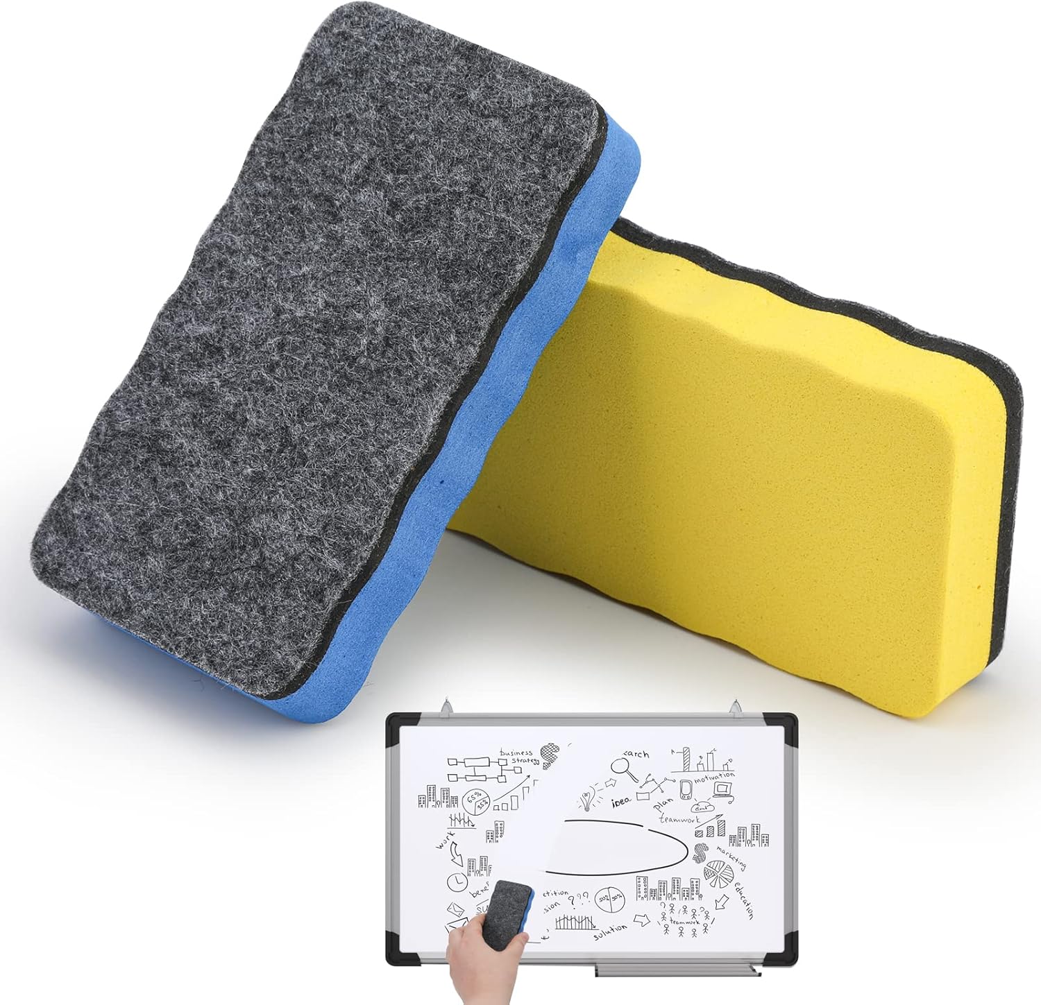 2 PCS Magnetic Whitebroad Eraser Rubber Dry Erase Board Cleaners in ...