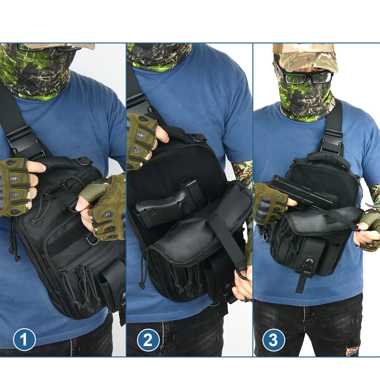 Dual Pistol Holster Chest Bag - DegeTMVe Concealed Carry Sling Bag ...