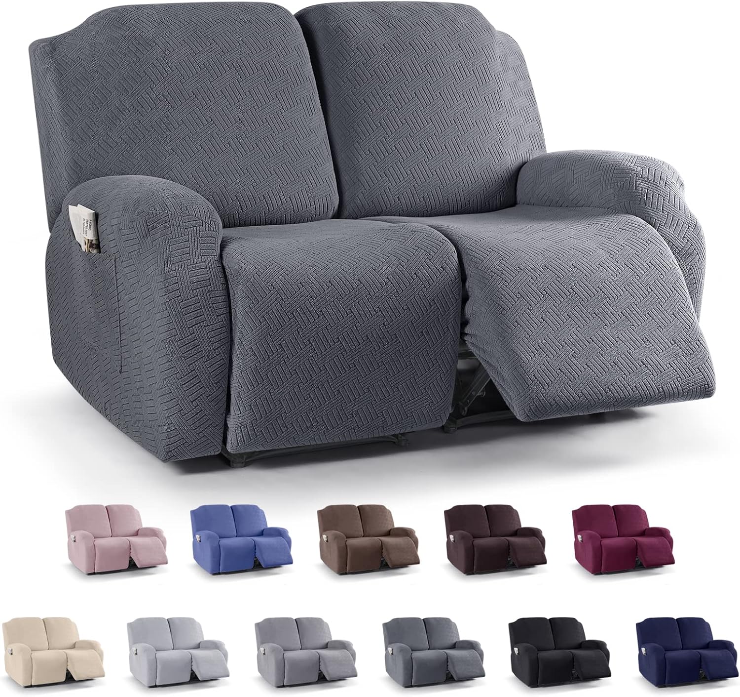 KinCam Loveseat Recliner Covers, 2 Pieces Stretch Reclining Sofa Covers ...