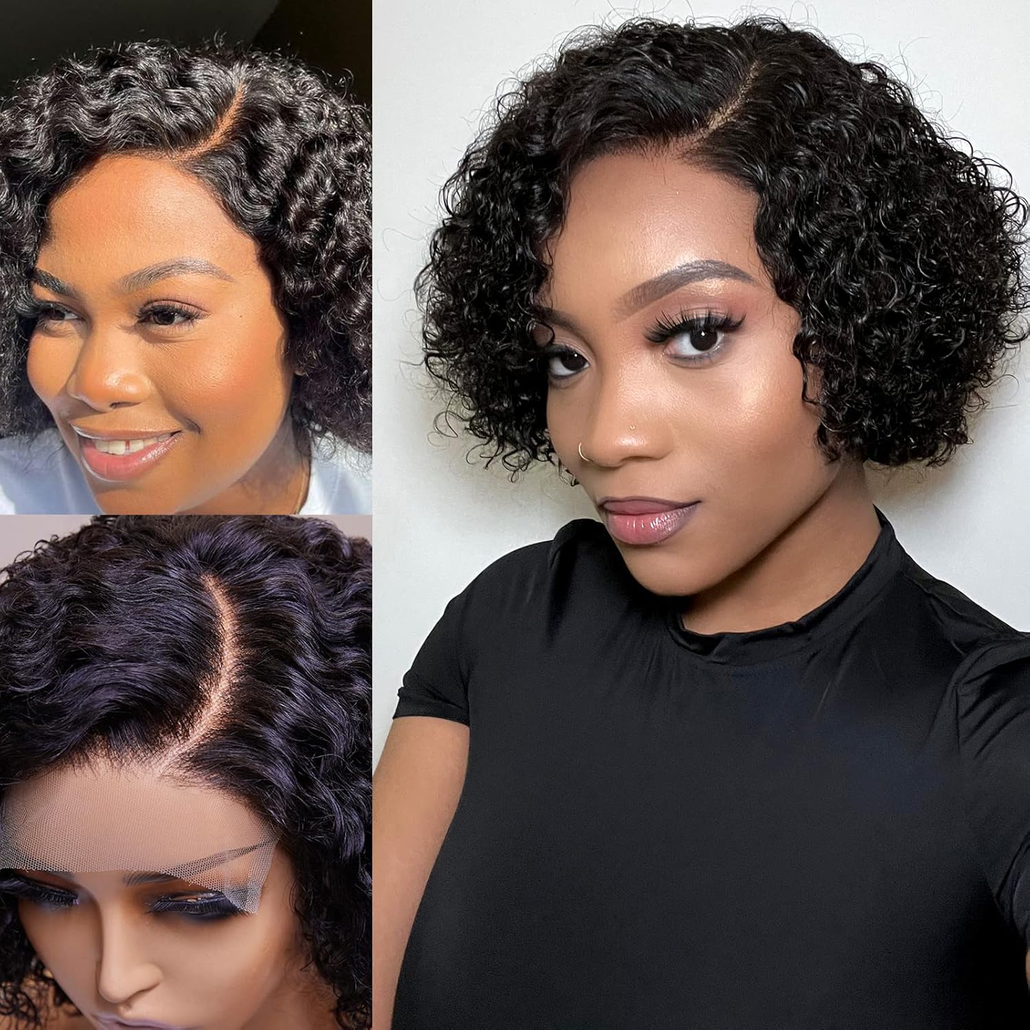 Amazon.com : LUVME HAIR 8 Inch Short Cut Curly Lace Closure Wigs Pre ...