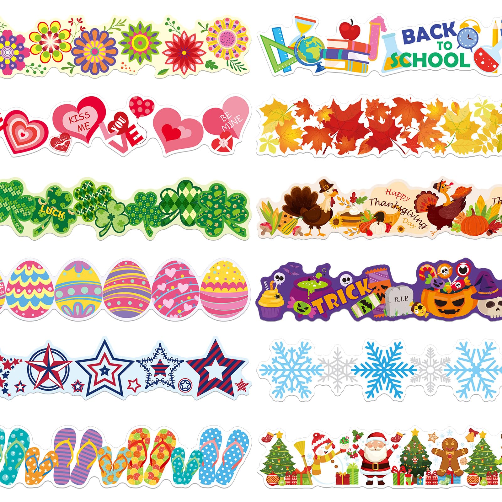 Amazon.com: Geyee 240 Pcs 236ft Holiday Bulletin Board Borders Colorful ...