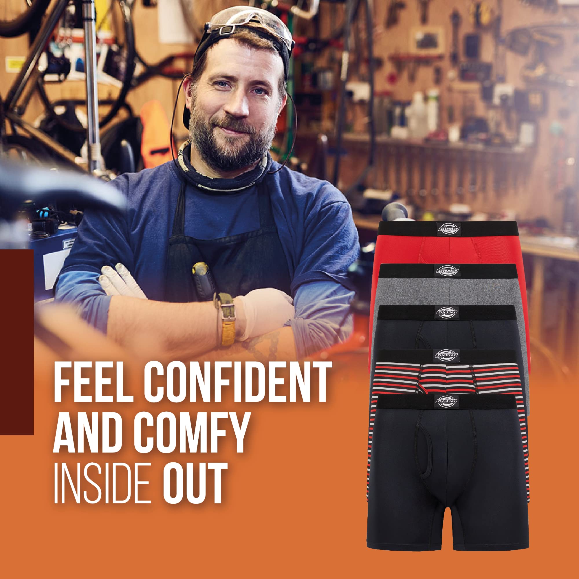 Snapklik.com : Dickies 5 Pack Mens Boxer Briefs