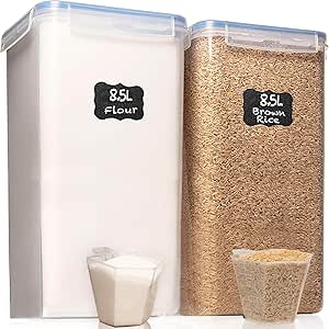 Amazon.com: Flour Storage Container 2 PC [8.5L / 287 Oz] Extra Large ...