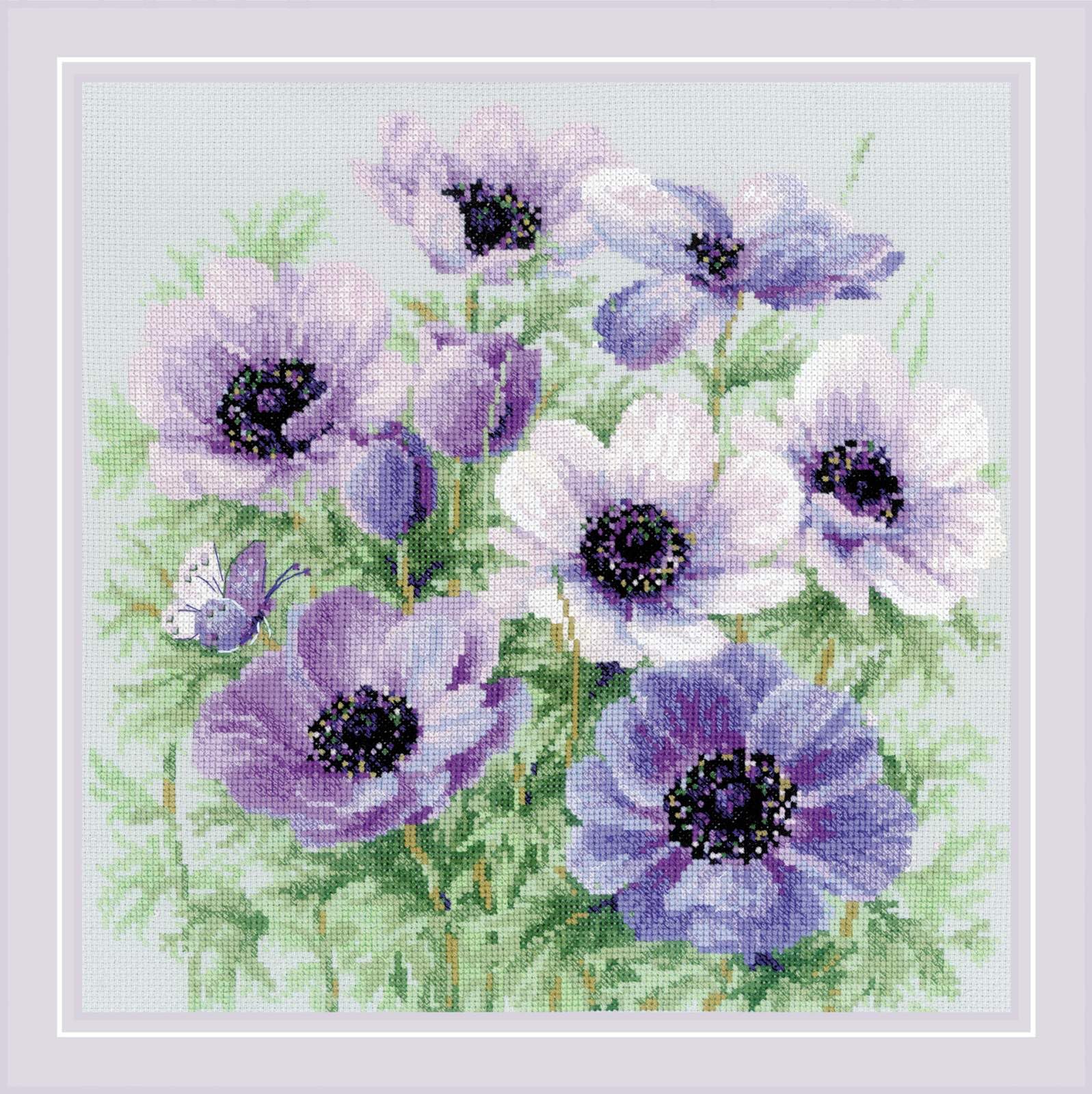 Amazon.com: RIOLIS - Purple Anemones 2176, Cross Stitch Kits 11¾" x 11¾ ...
