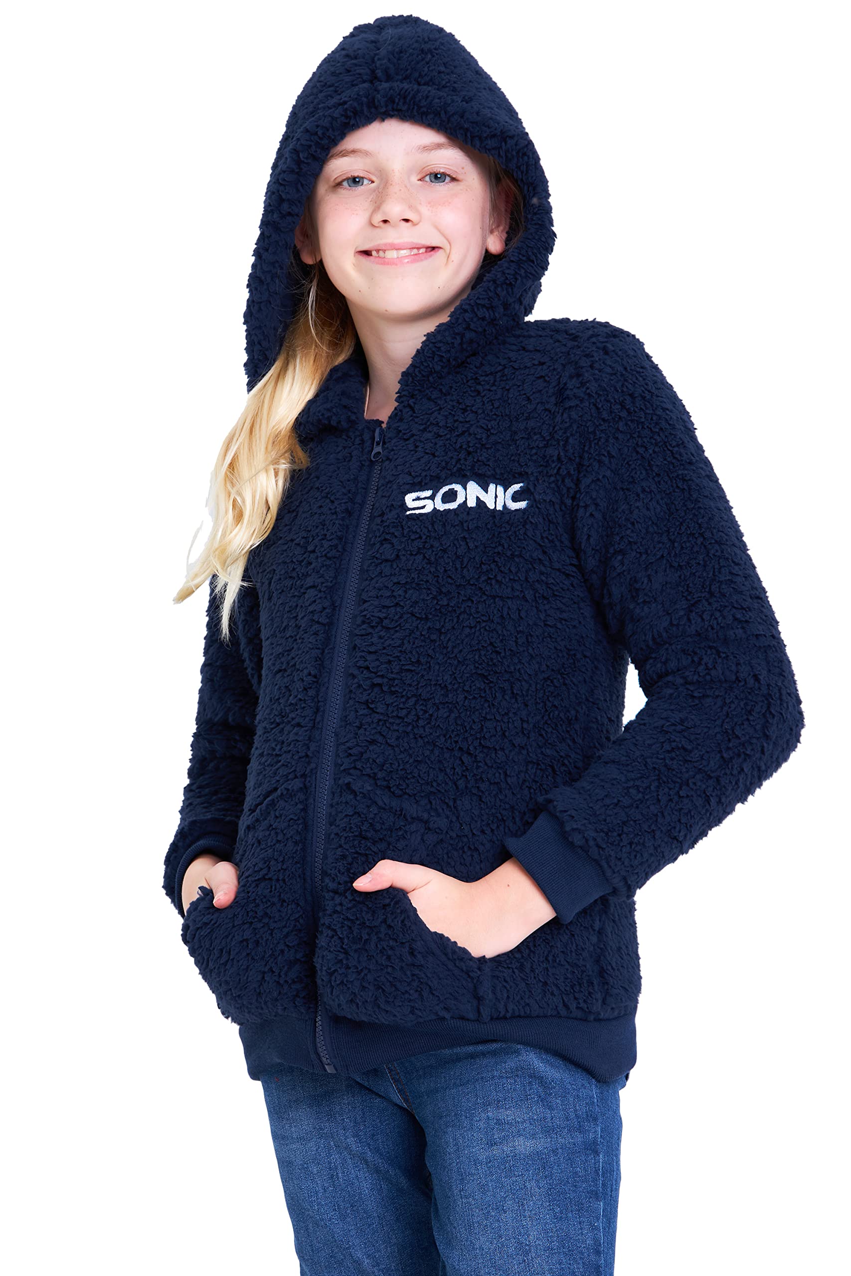 1 x Brand New Sonic The Hedgehog Boys Fleece Hoodie - Zip Up Teddy ...