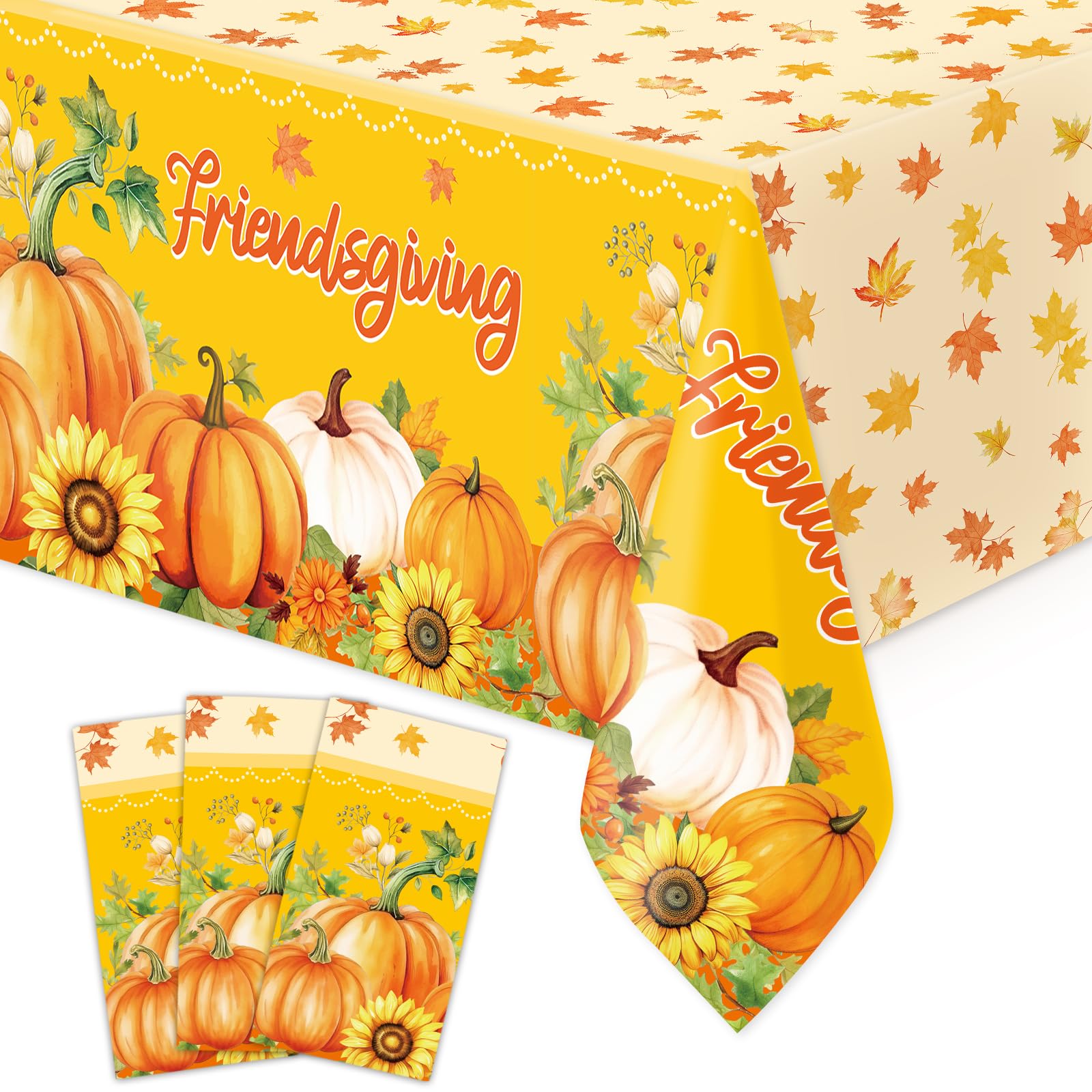 Amazon.com: ceiba tree 3Pcs Friendsgiving Tablecloth Plastic Happy ...
