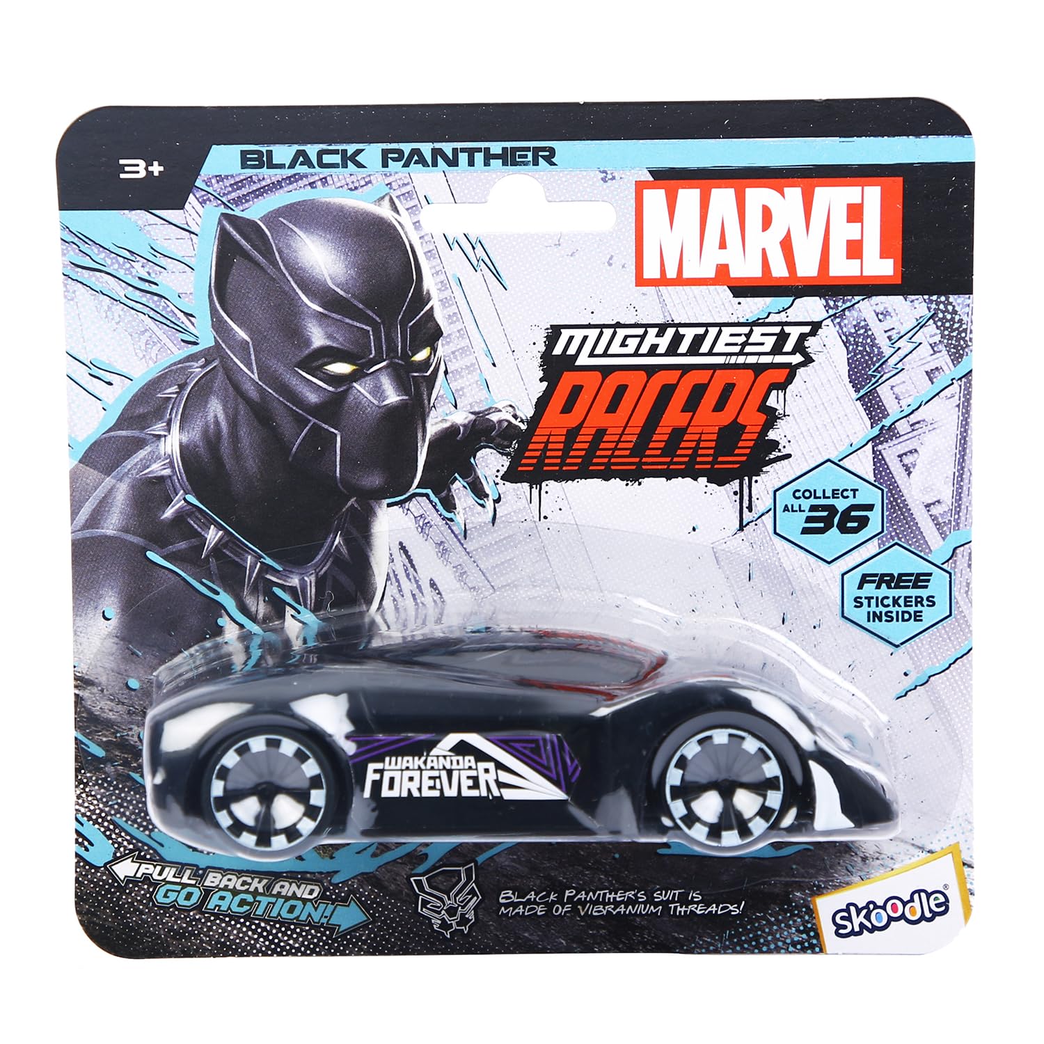 SKOODLE Marvel Pull-Back Hyper Car for Kids - Black Panther Edition ...