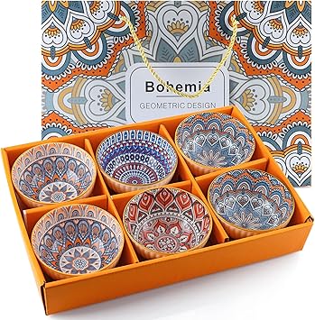 Amazon.com | Sanbege Ceramic Rice Bowls 10 oz, Bohemian Style Bowl Gift ...