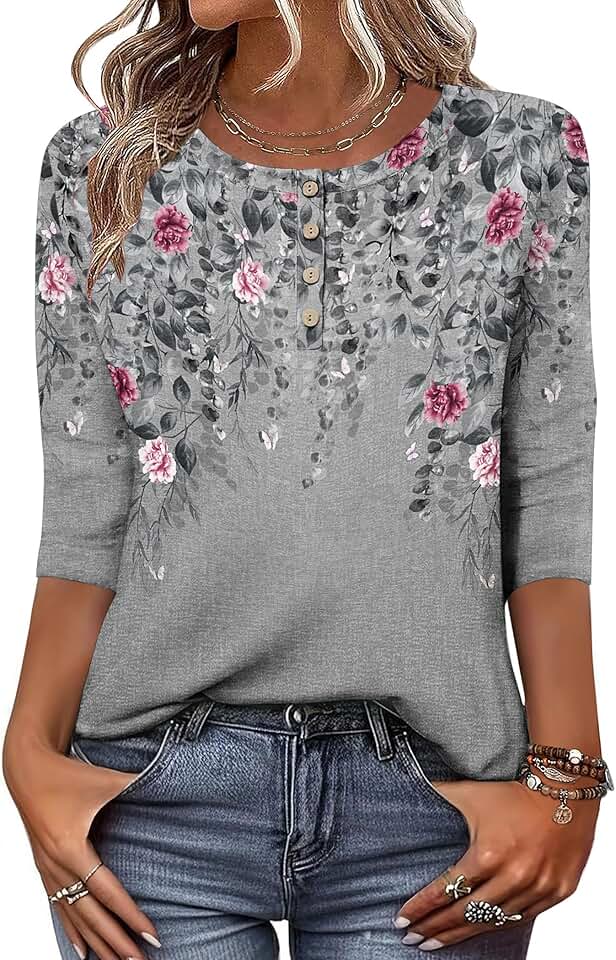 Amazon.ca: Three-Quarter-Sleeve - Women's Tops, Tees & Blouses / Women ...