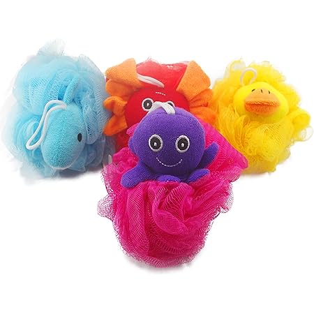 Amazon.com: 8 Pieces Bath Sponges Animal Kids Loofah Bath Pouf Mesh ...