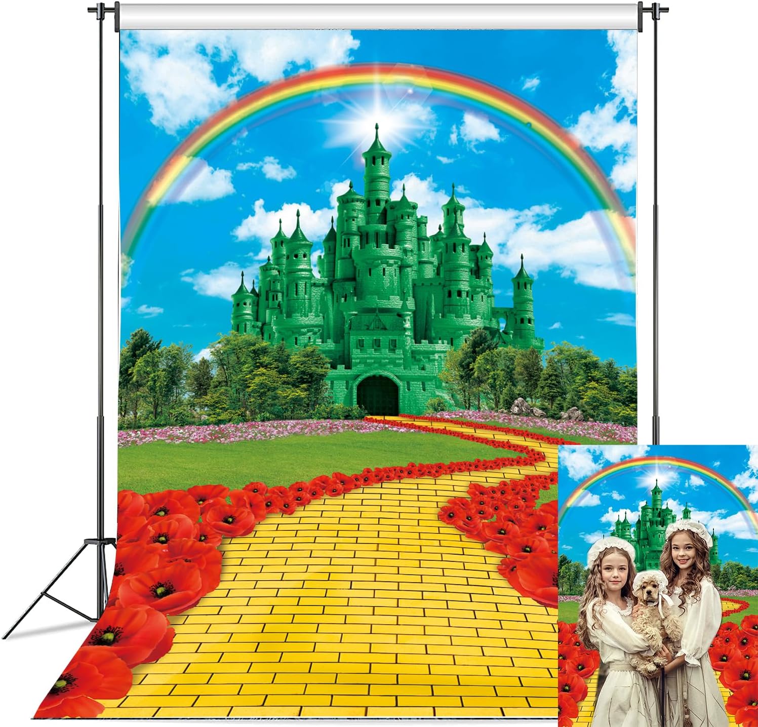 Amazon.com : Green Castle Yellow Brick Road Backdrop for Party ...
