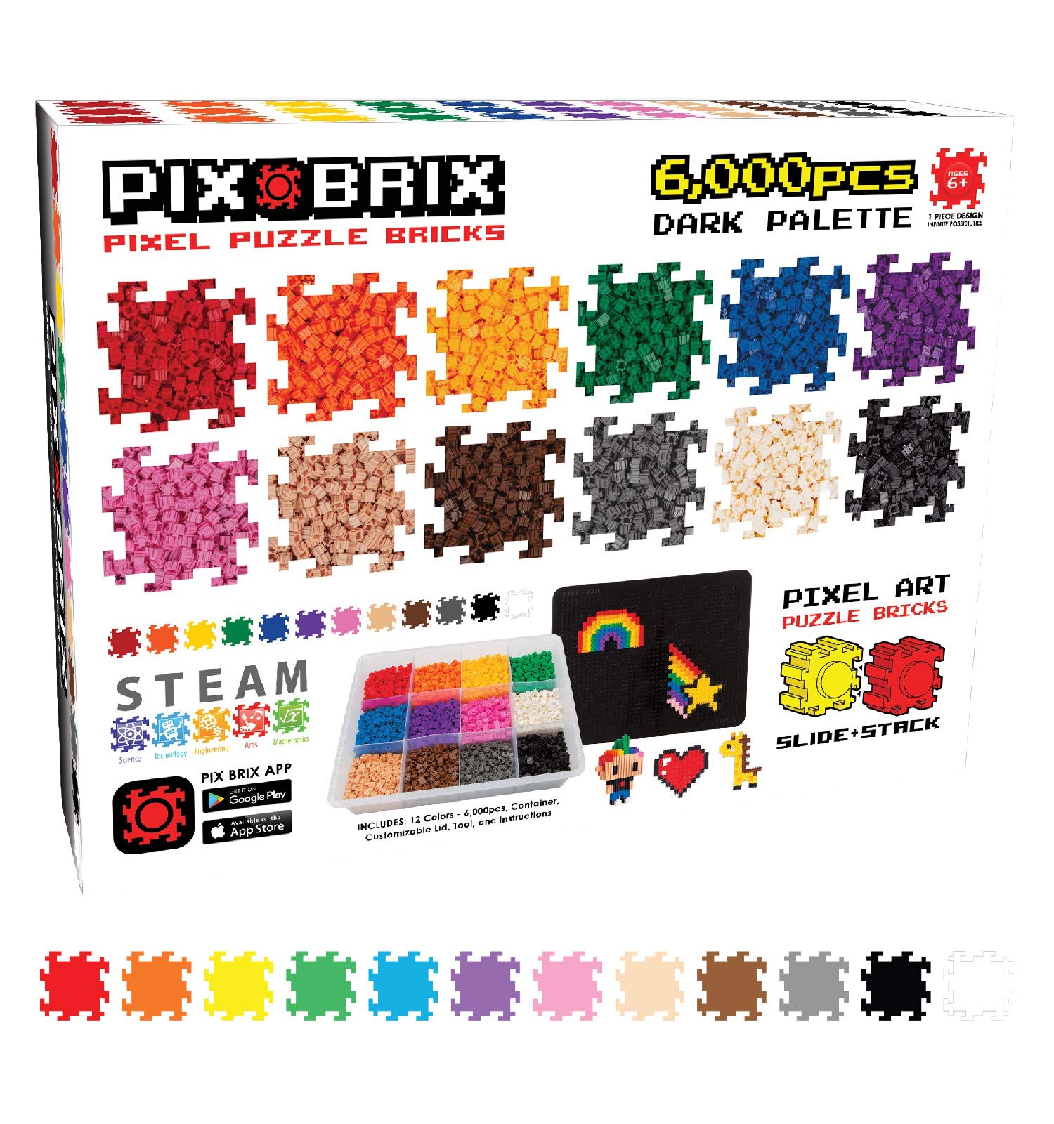 Buy Pix Brix Pixel Art Puzzle Bricks – 6,000 Piece Pixel Art Container ...