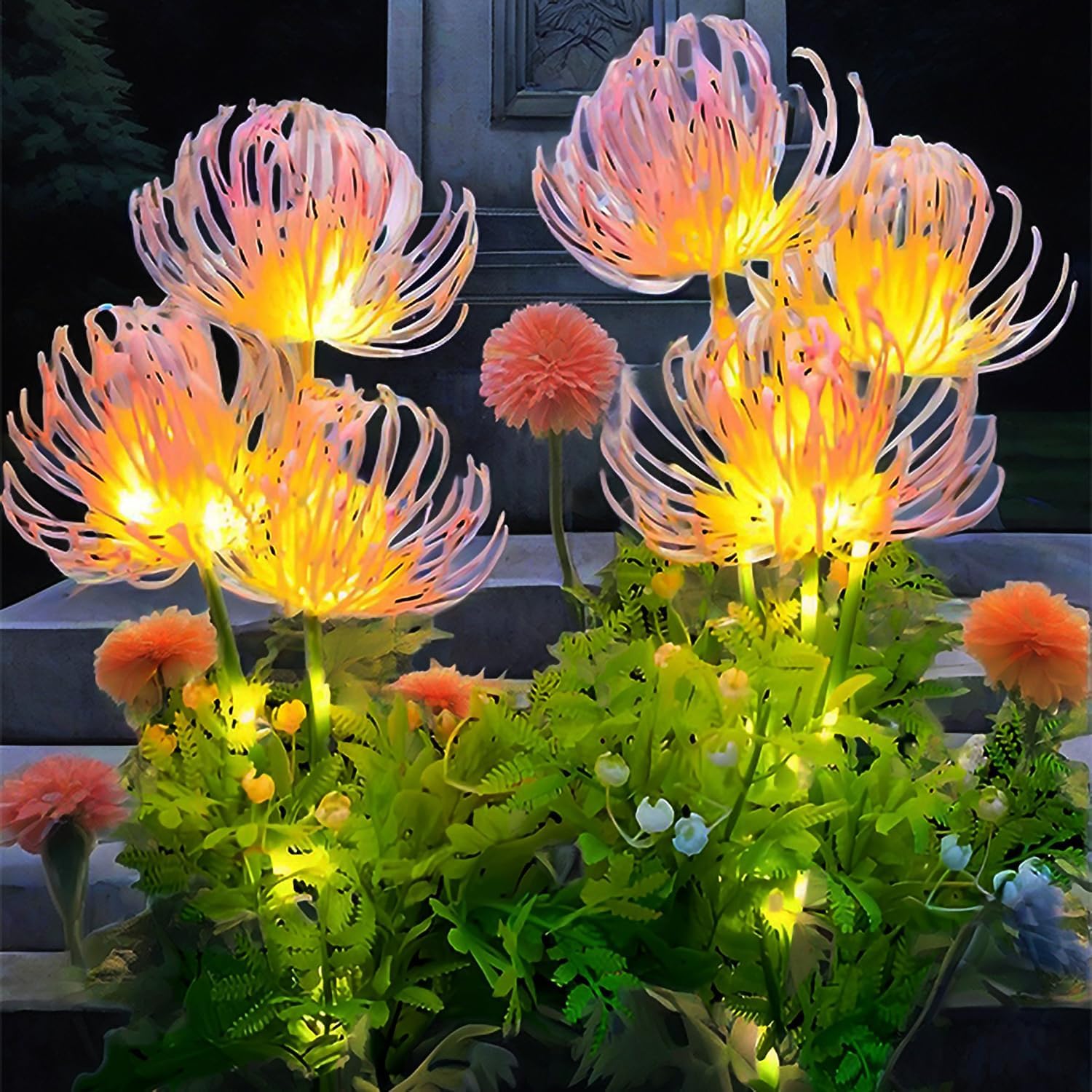 Solar Flower Lights Outdoor Garden - 2 Pack Hydrangea Flower Lights for ...