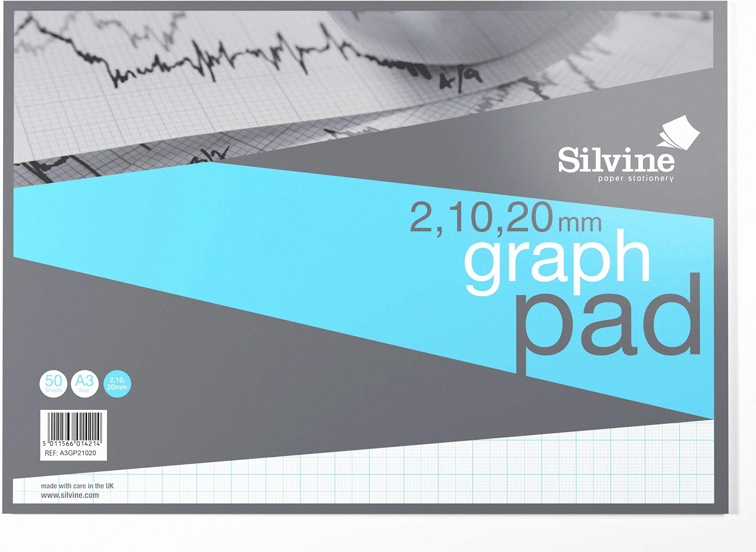 Silvine A3 Professional Graph Paper Pad - Printed 2-10-20mm Graph (50 ...