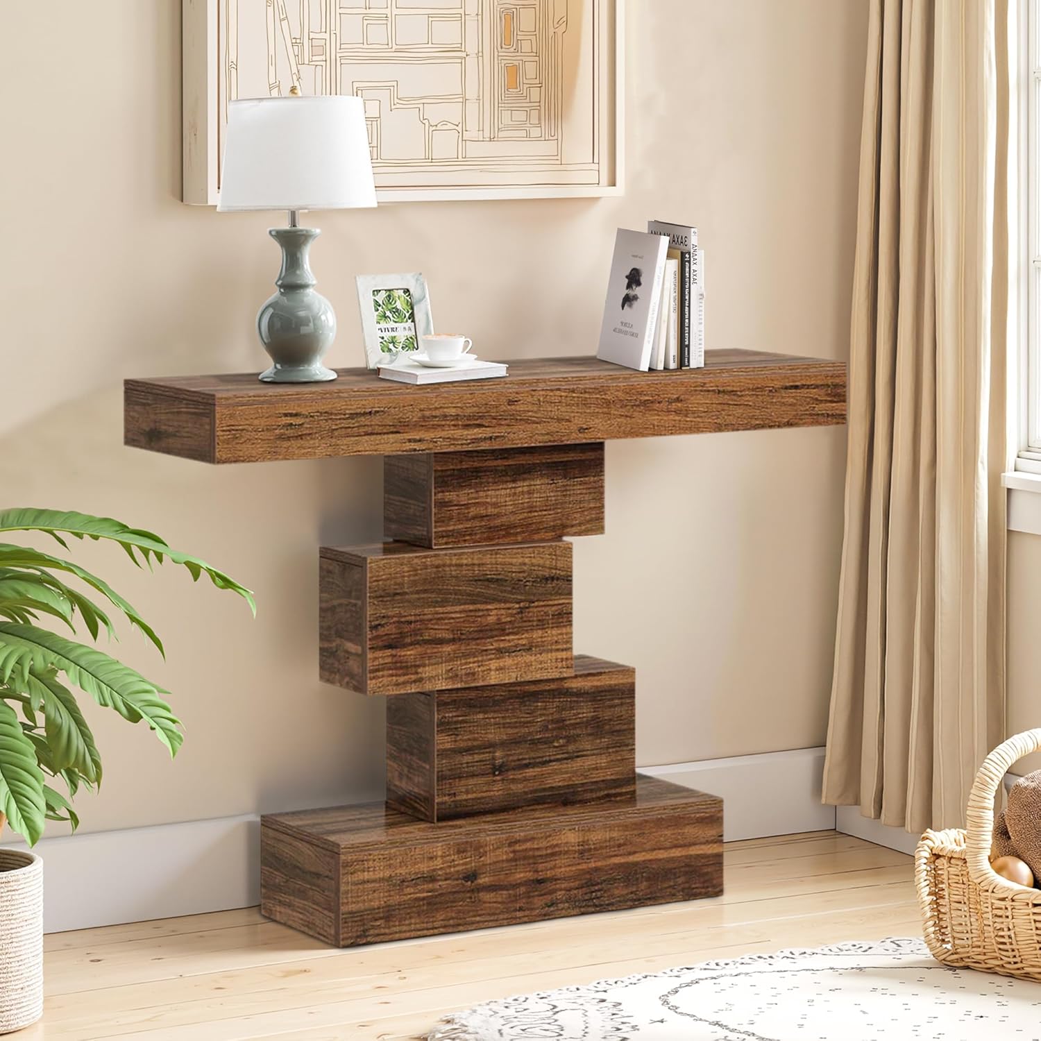 Amazon.com: Lyngins 42" W Farmhouse Console Table Rectangular Sofa ...