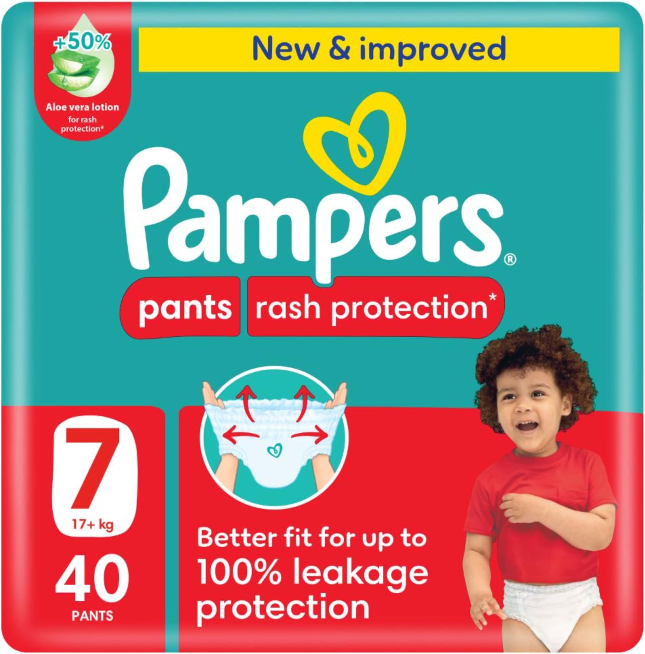 Pampers Rash Protection, Size 7, 17+ kg, Jumbo Pack, 40 Diaper Pants ...