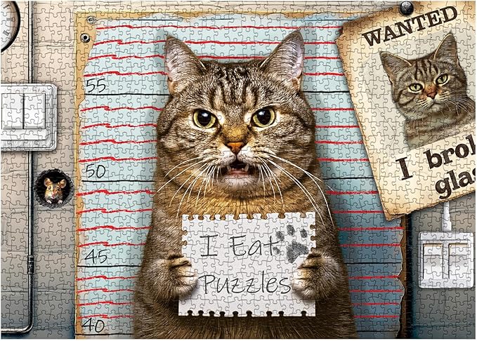 Amazon.com: Funny Cat Jigsaw Puzzle 1000 Piece for Adult, Cute Animal ...