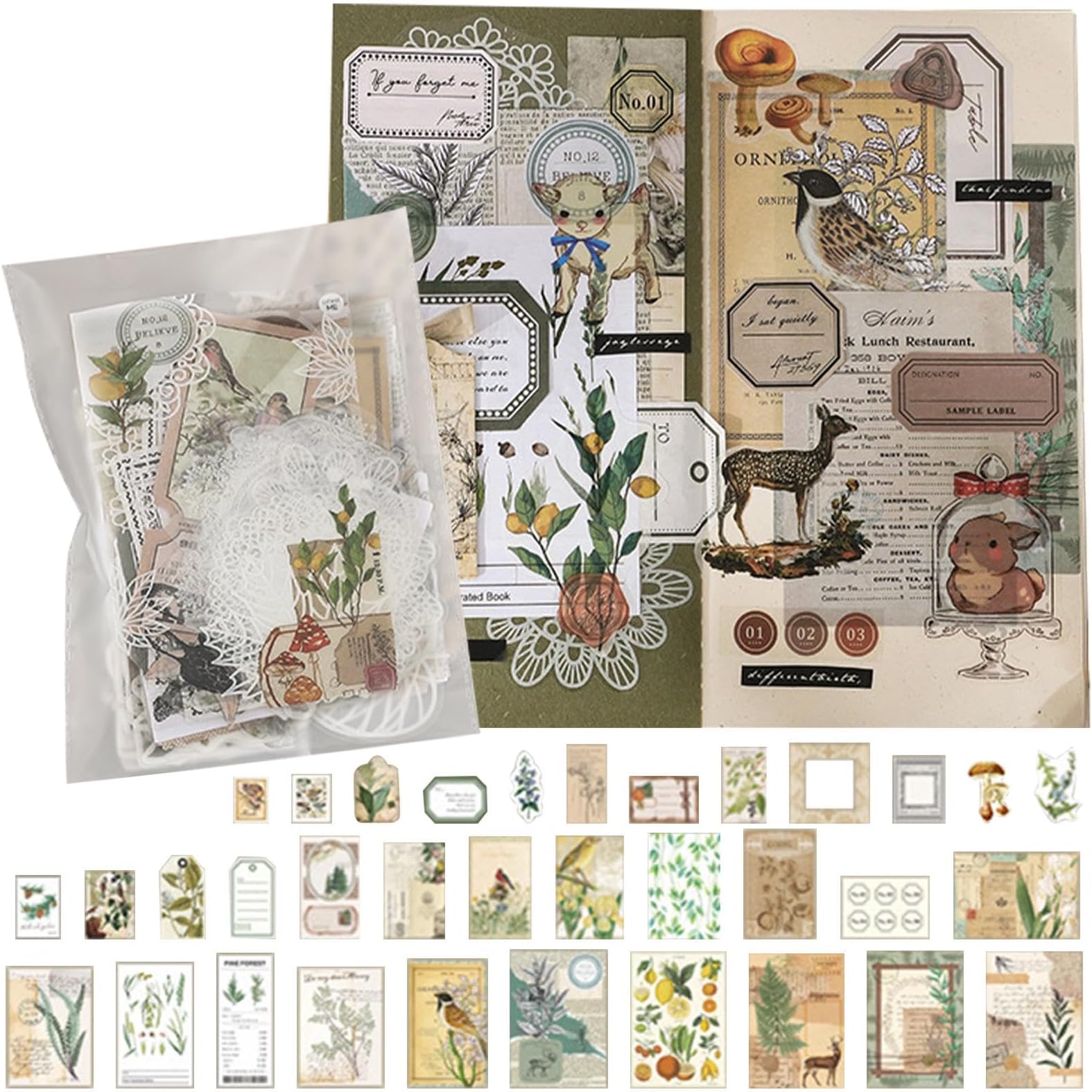 Vintage Scrapbooking Stickers Pack 260pcs Vintage Stickers Retro ...