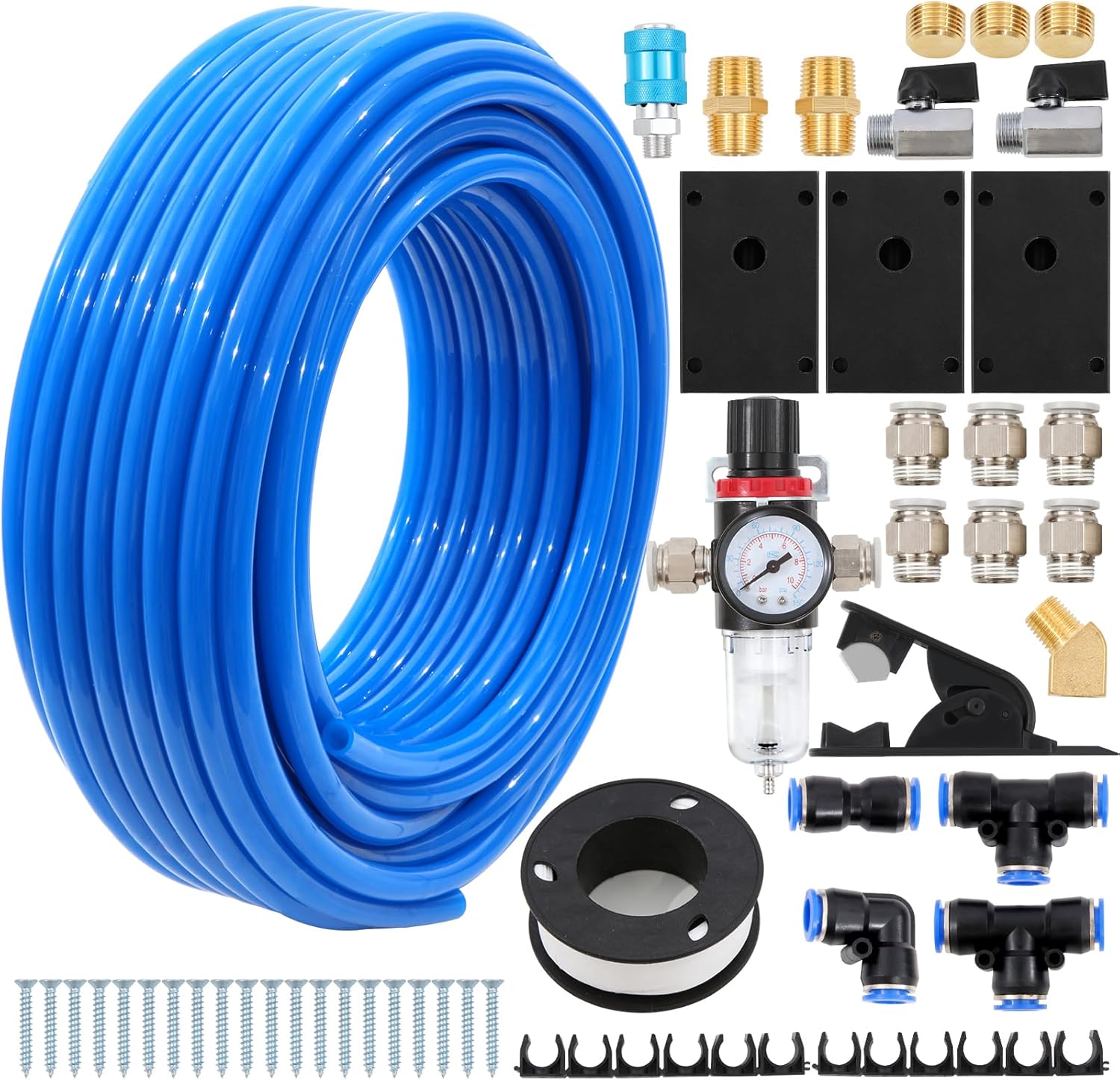 Shop Air Line Kit,Blue 1/2 Inch 100ft PU Air Tubing Kit, Hose Air Line ...
