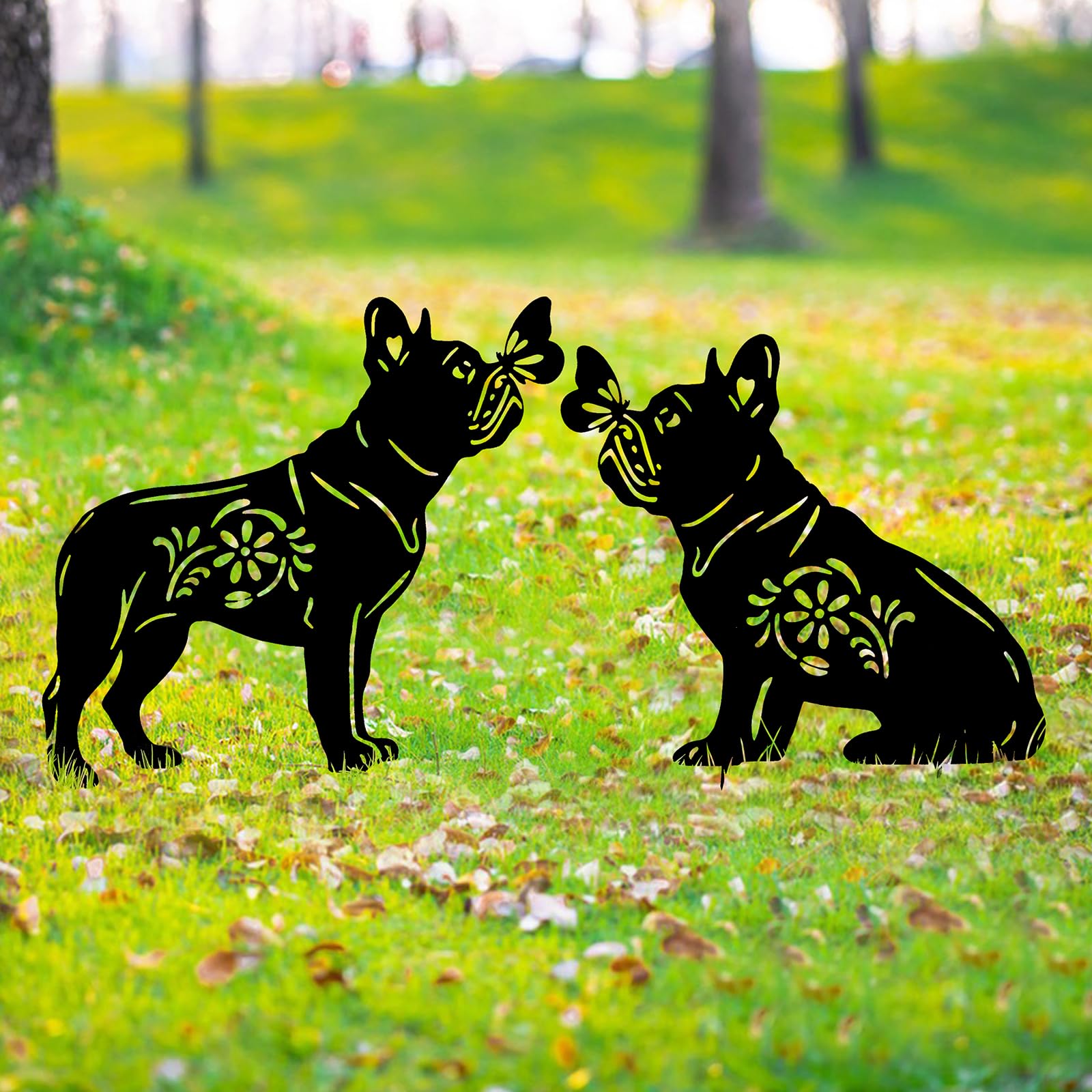 Amazon.com: GDNSFIT Bulldog Dog Metal Decor for Outside,Garden Stakes ...