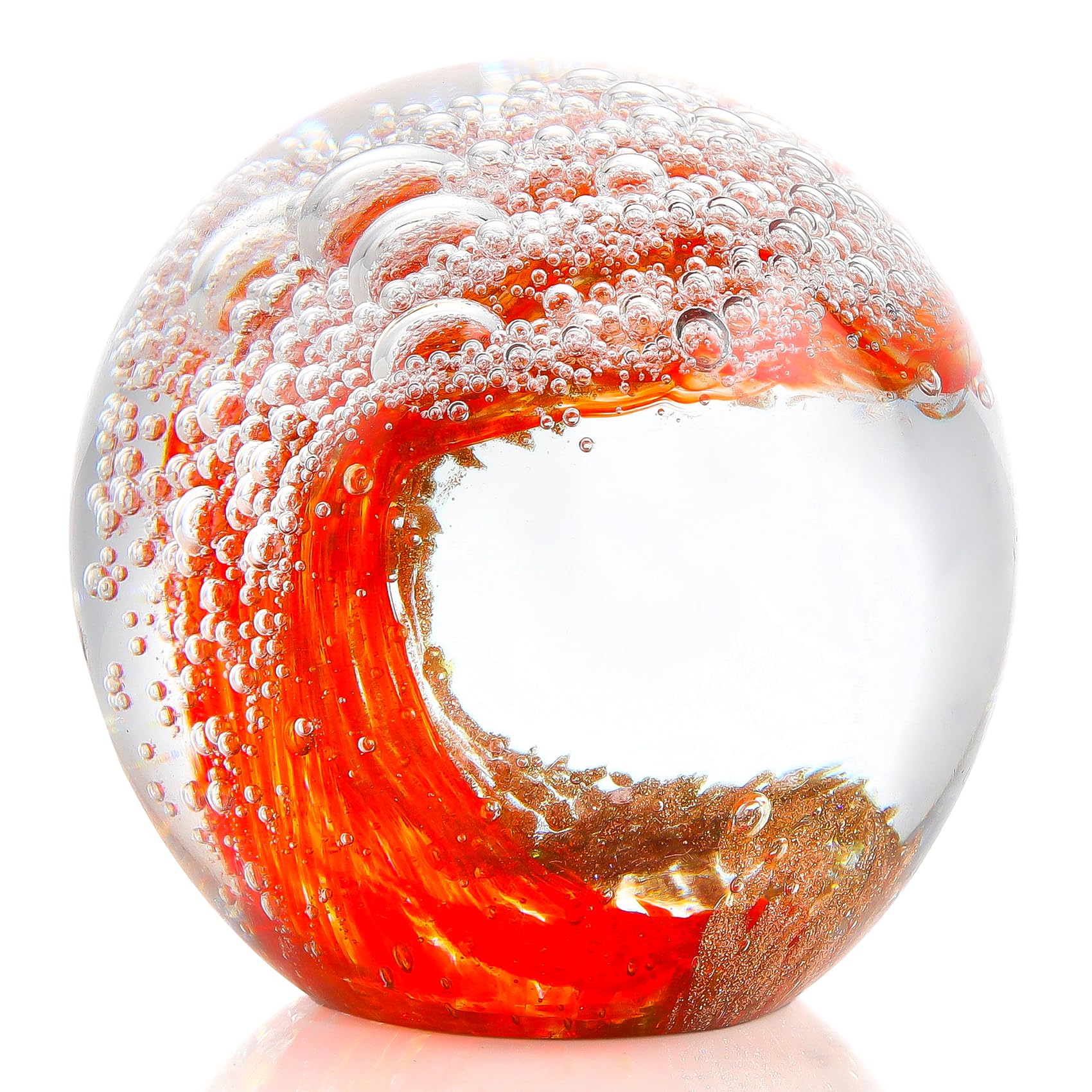 Amazon.com: Hand Blown Glass Figurines Ball Ocean Waves Paperweight ...